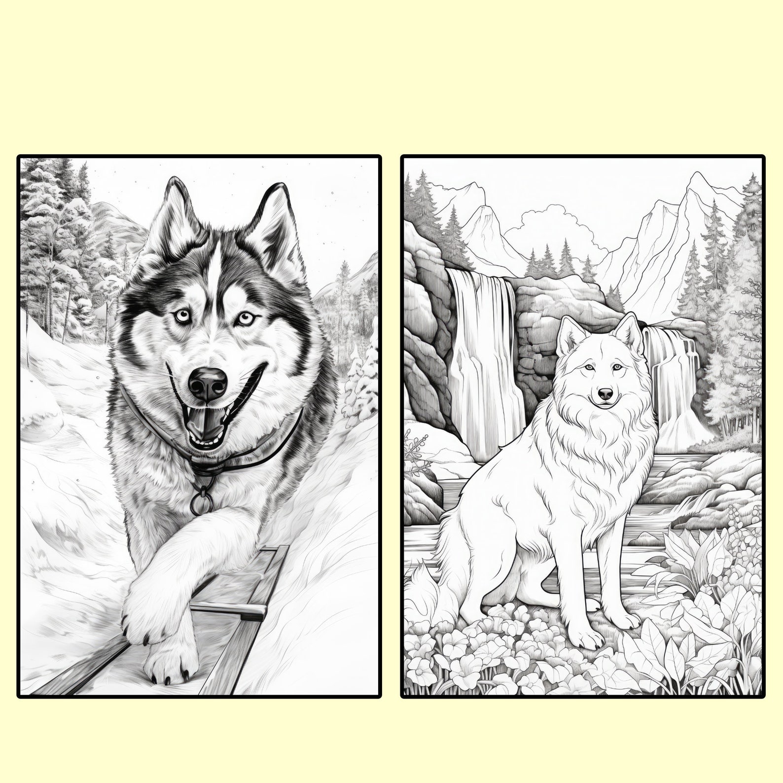 Siberian Husky Coloring Pages: 50 Dog Illustrations (printable PDF) - Etsy