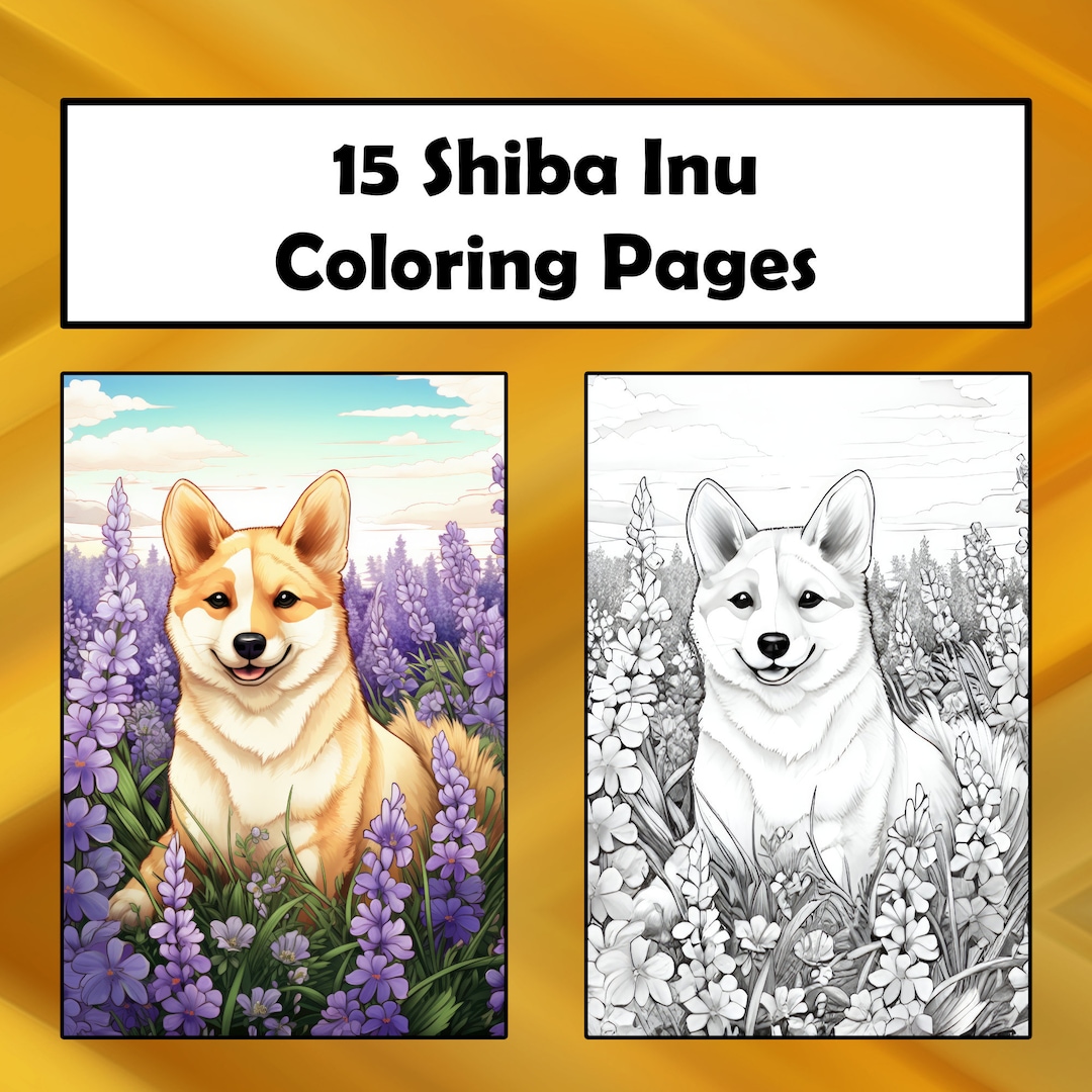 Shiba Inu Coloring Pages: 15 Printable Dog Illustrations (PDF) - Etsy