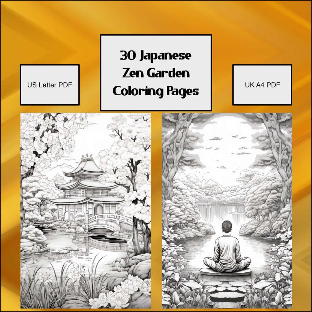 Japanese Zen Garden Coloring Pages - Etsy