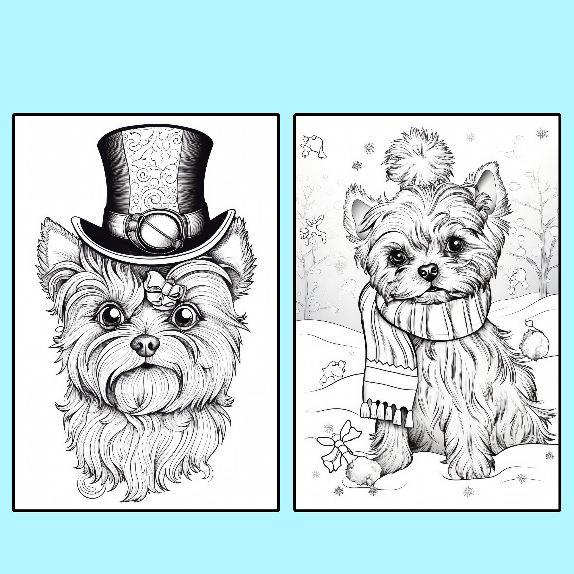 49 Yorkshire Terrier Coloring Pages: Printable Dog Art (PDF) - Etsy