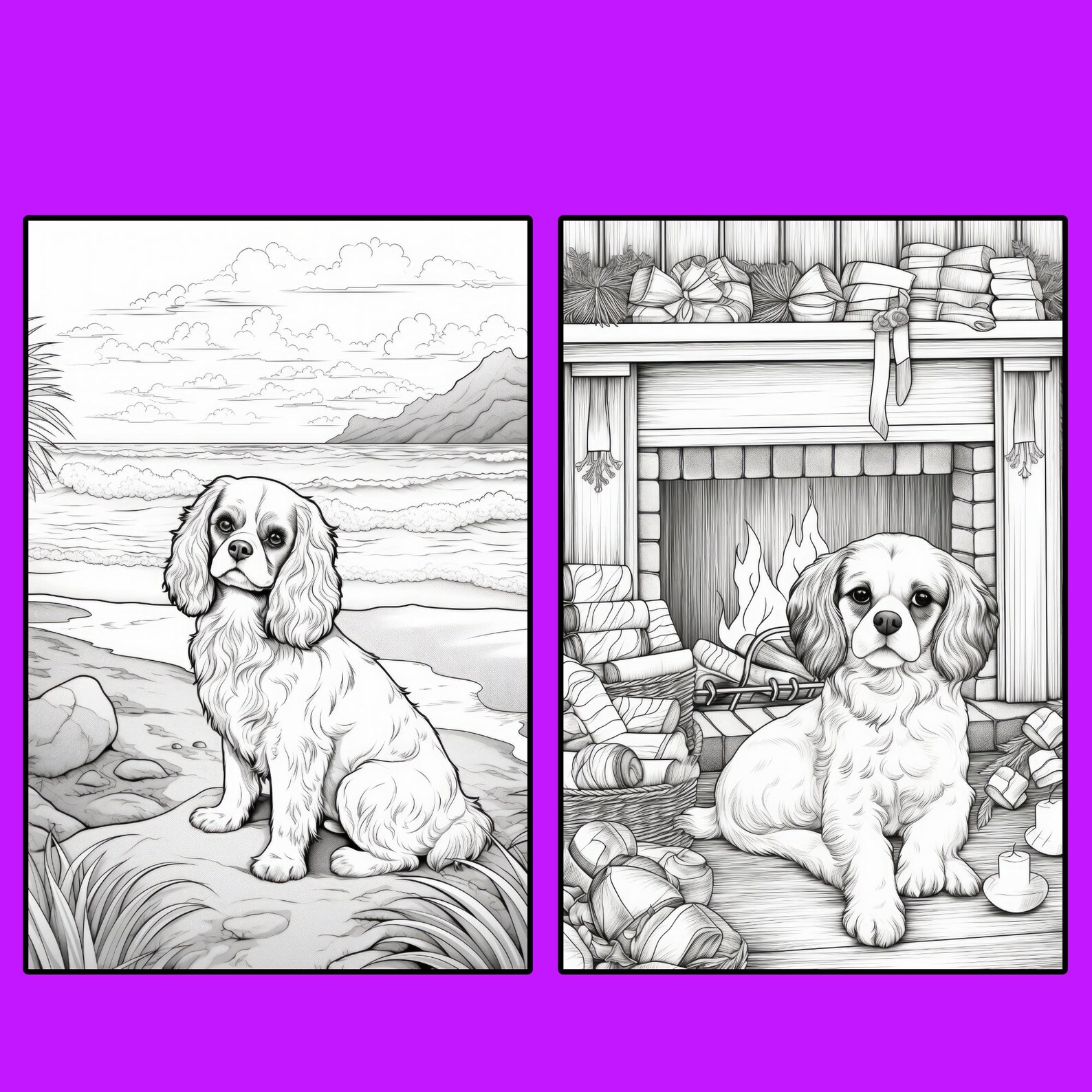 50 Cavalier King Charles Spaniel Coloring Pages: Printable Dog Art (PDF ...