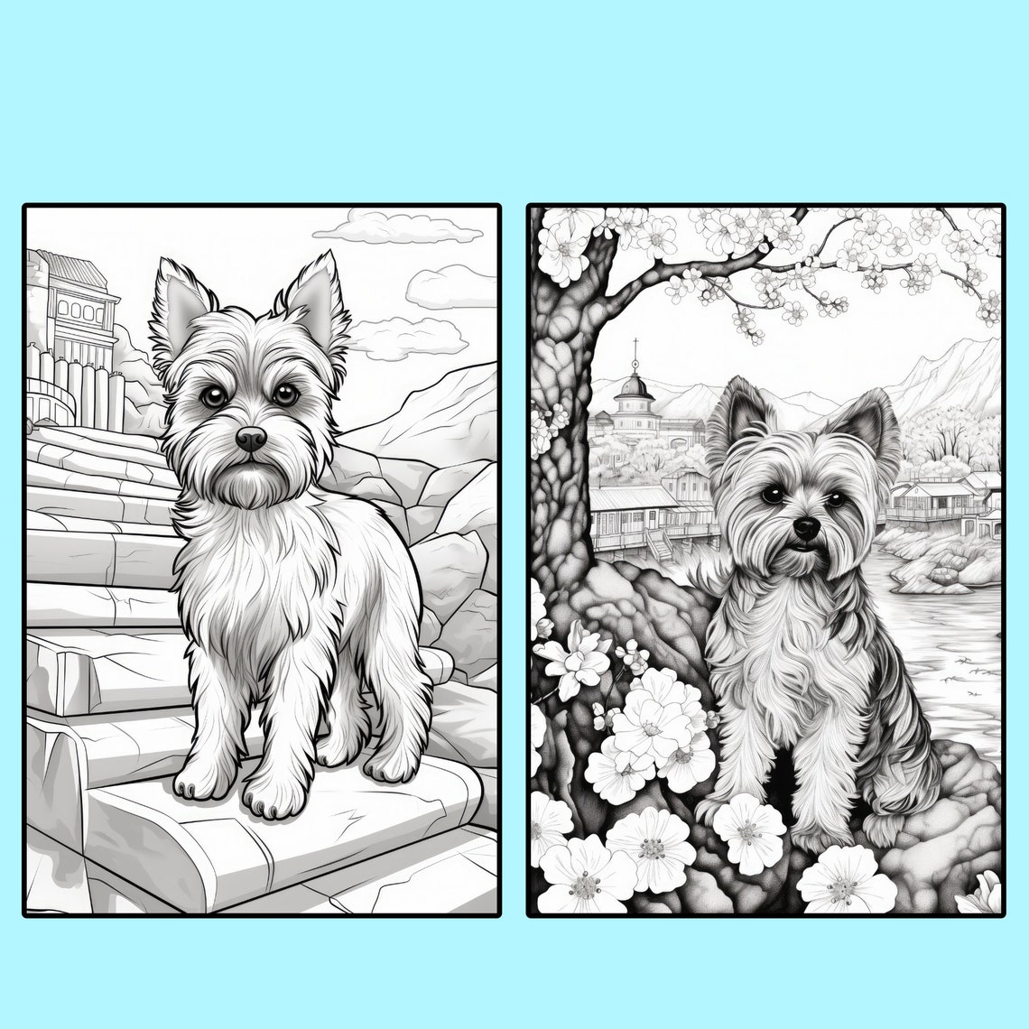 49 Yorkshire Terrier Coloring Pages: Printable Dog Art (PDF) - Etsy