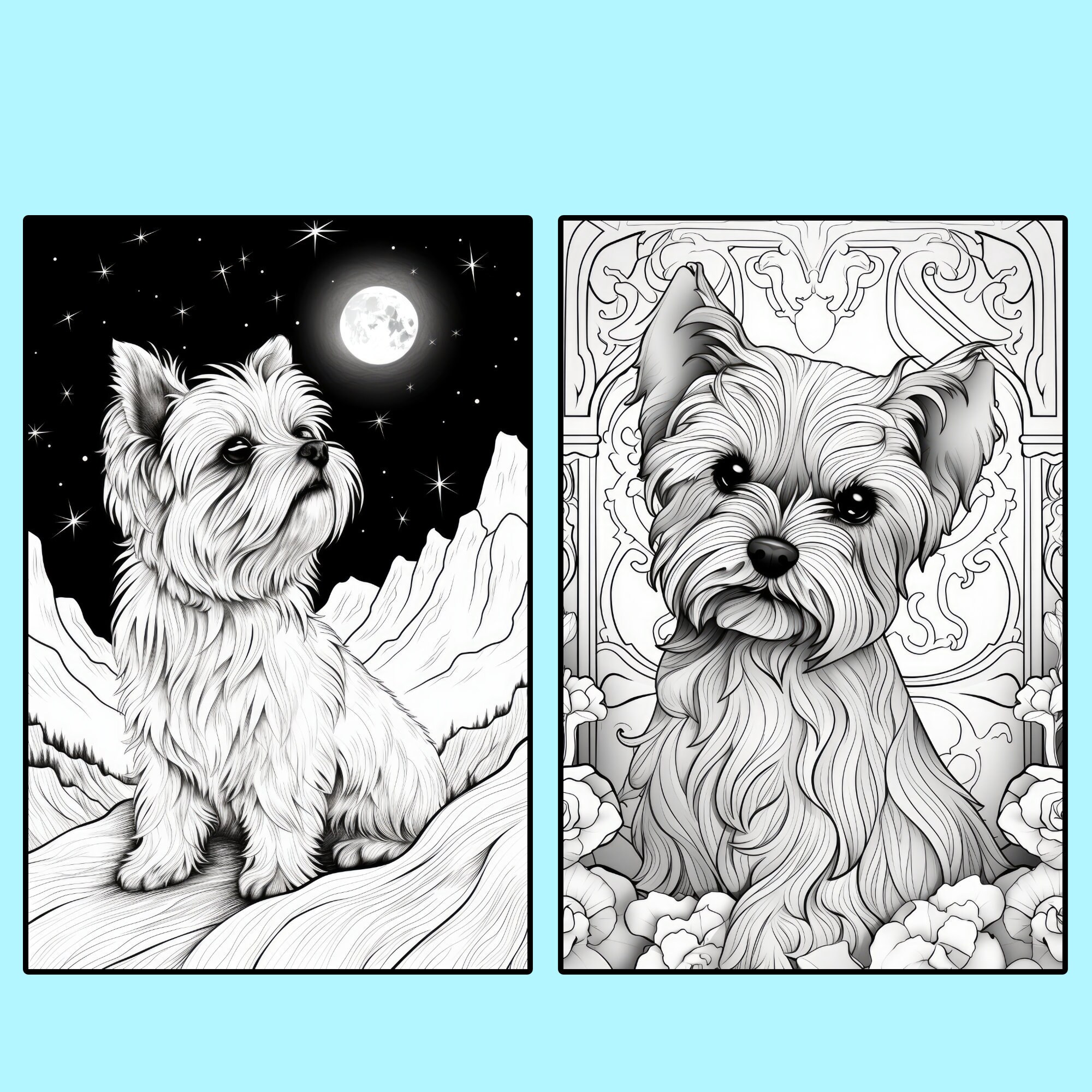 49 Yorkshire Terrier Coloring Pages: Printable Dog Art (PDF) - Etsy