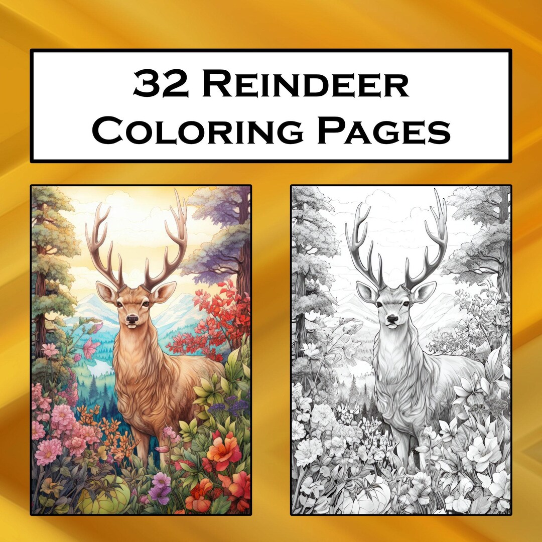 32 Reindeer Christmas Coloring Pages: Festive Designs (printable PDF ...