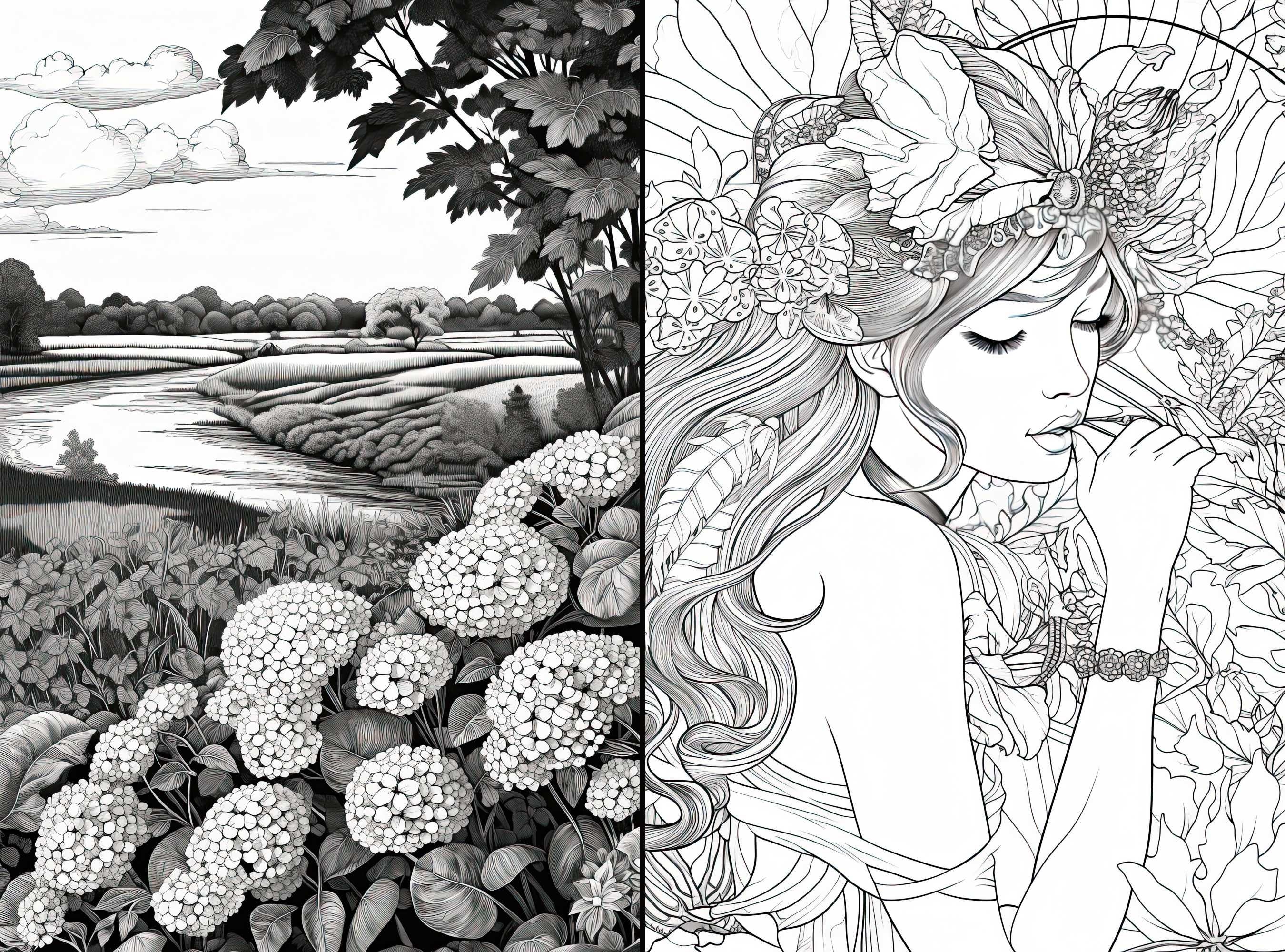 500 Flower Coloring Pages: Complete Collection (PDF Prints) - Etsy