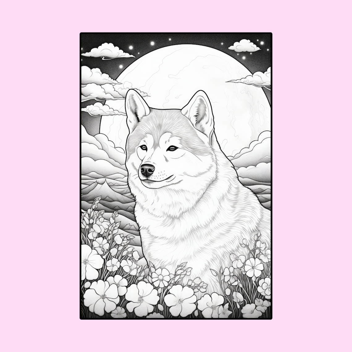 Shiba Inu Coloring Pages: 15 Printable Dog Illustrations (PDF) - Etsy