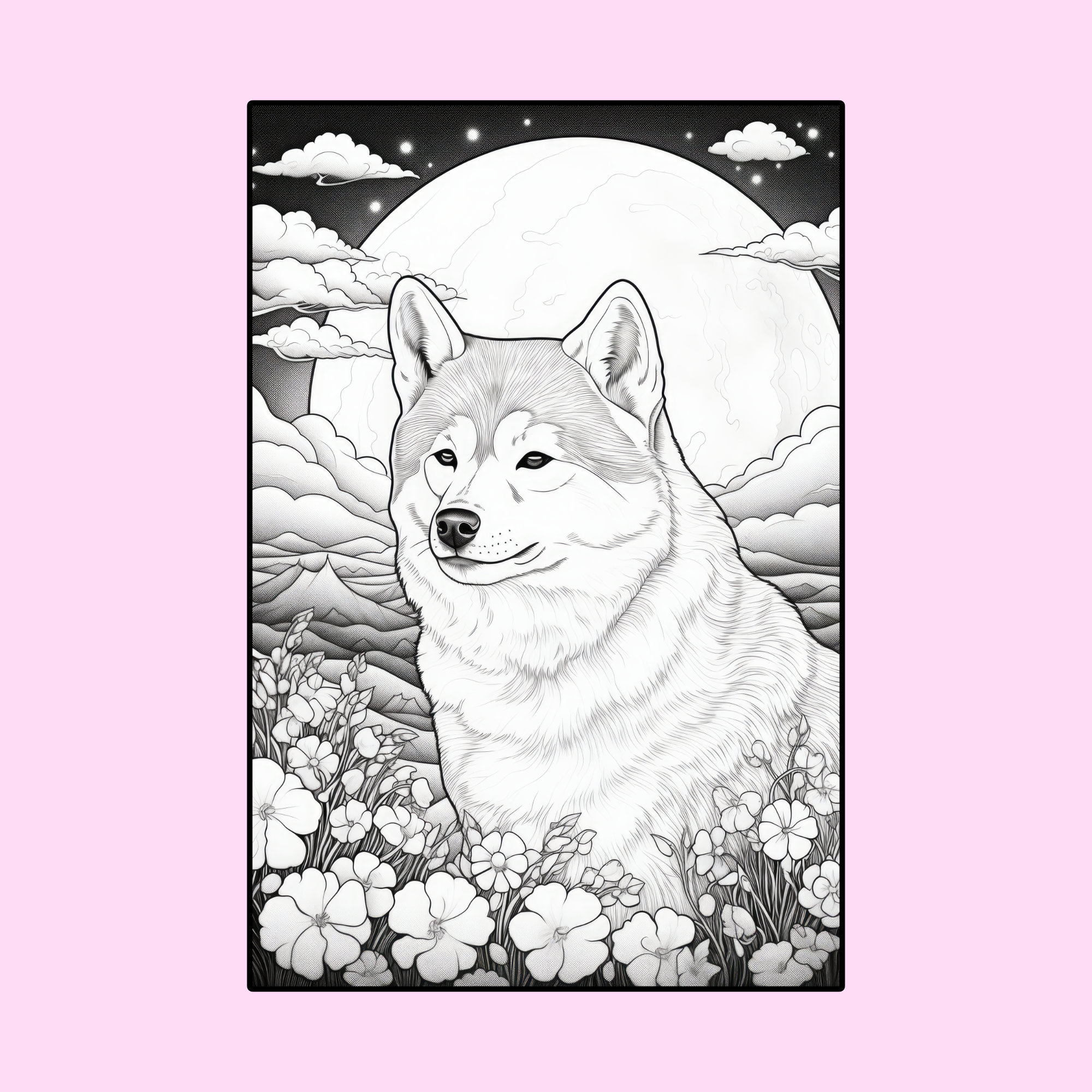 Shiba Inu Coloring Pages: 15 Printable Dog Illustrations (PDF) - Etsy