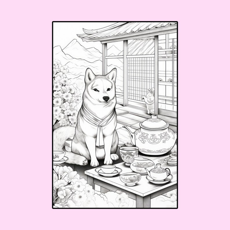 Shiba Inu Coloring Pages: 15 Printable Dog Illustrations (PDF) - Etsy
