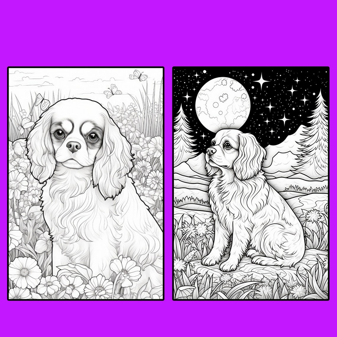 50 Cavalier King Charles Spaniel Coloring Pages: Printable Dog Art (PDF ...