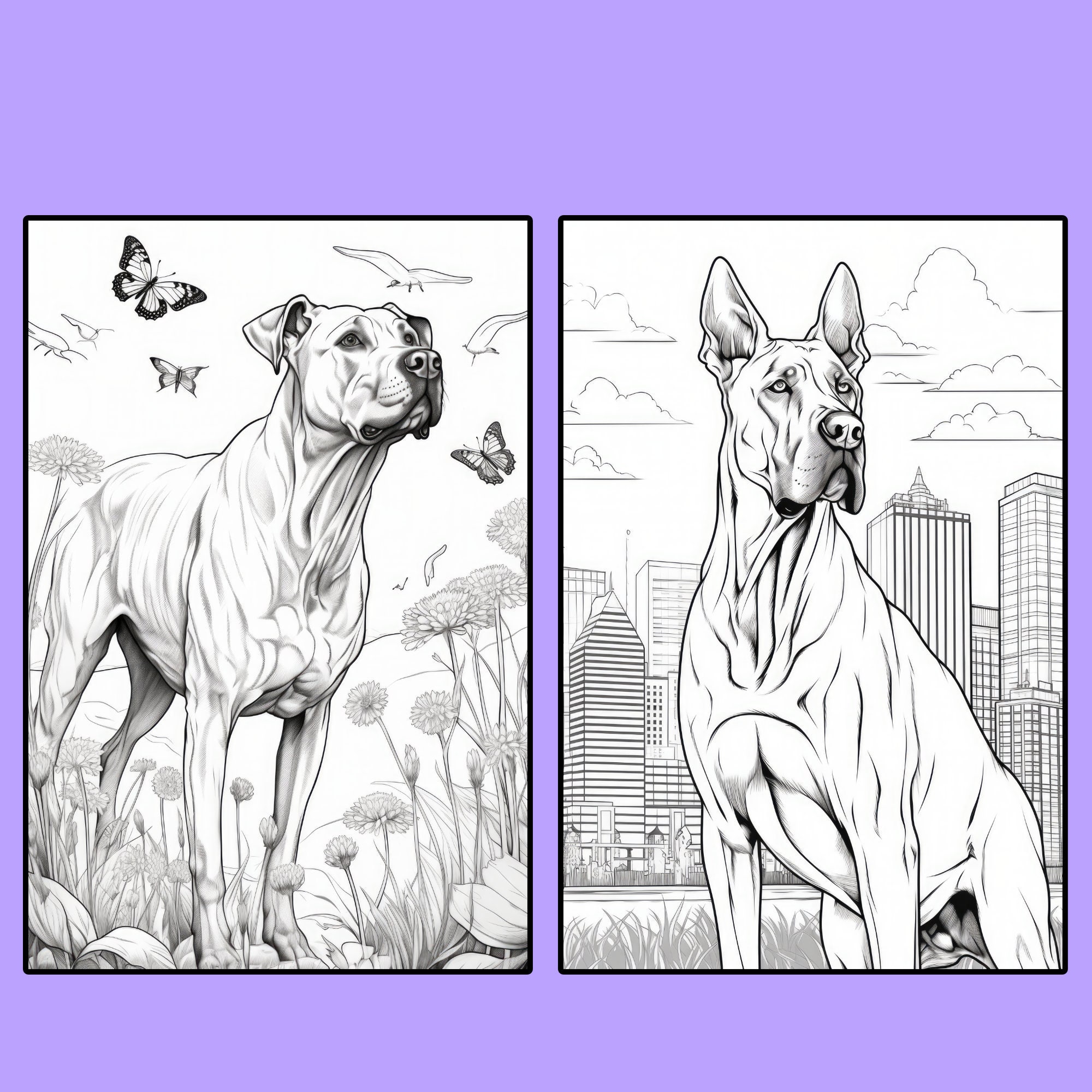 47 Great Dane Coloring Pages, Printable PDF Dog Coloring Pages, Great ...