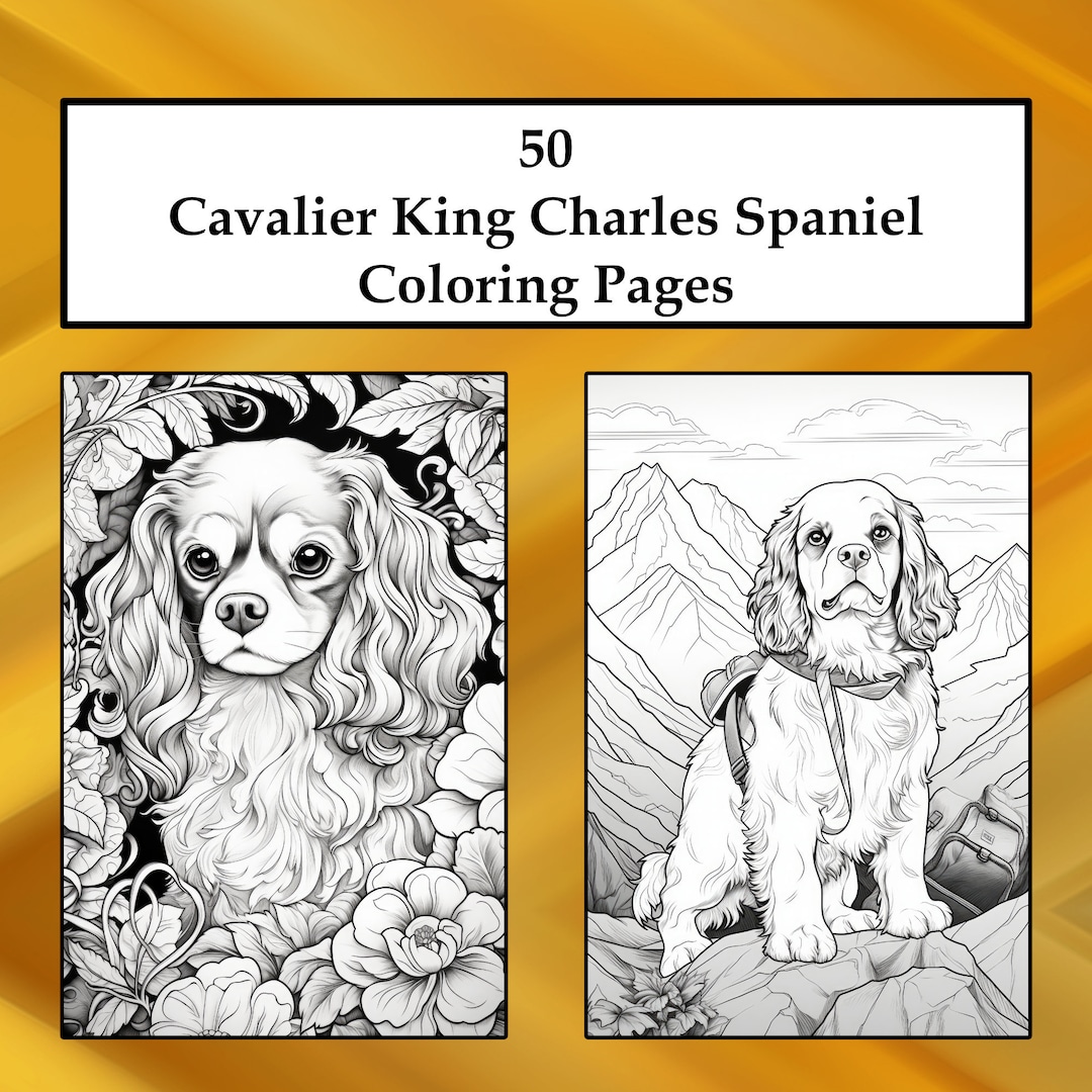 50 Cavalier King Charles Spaniel Coloring Pages: Printable Dog Art (PDF ...