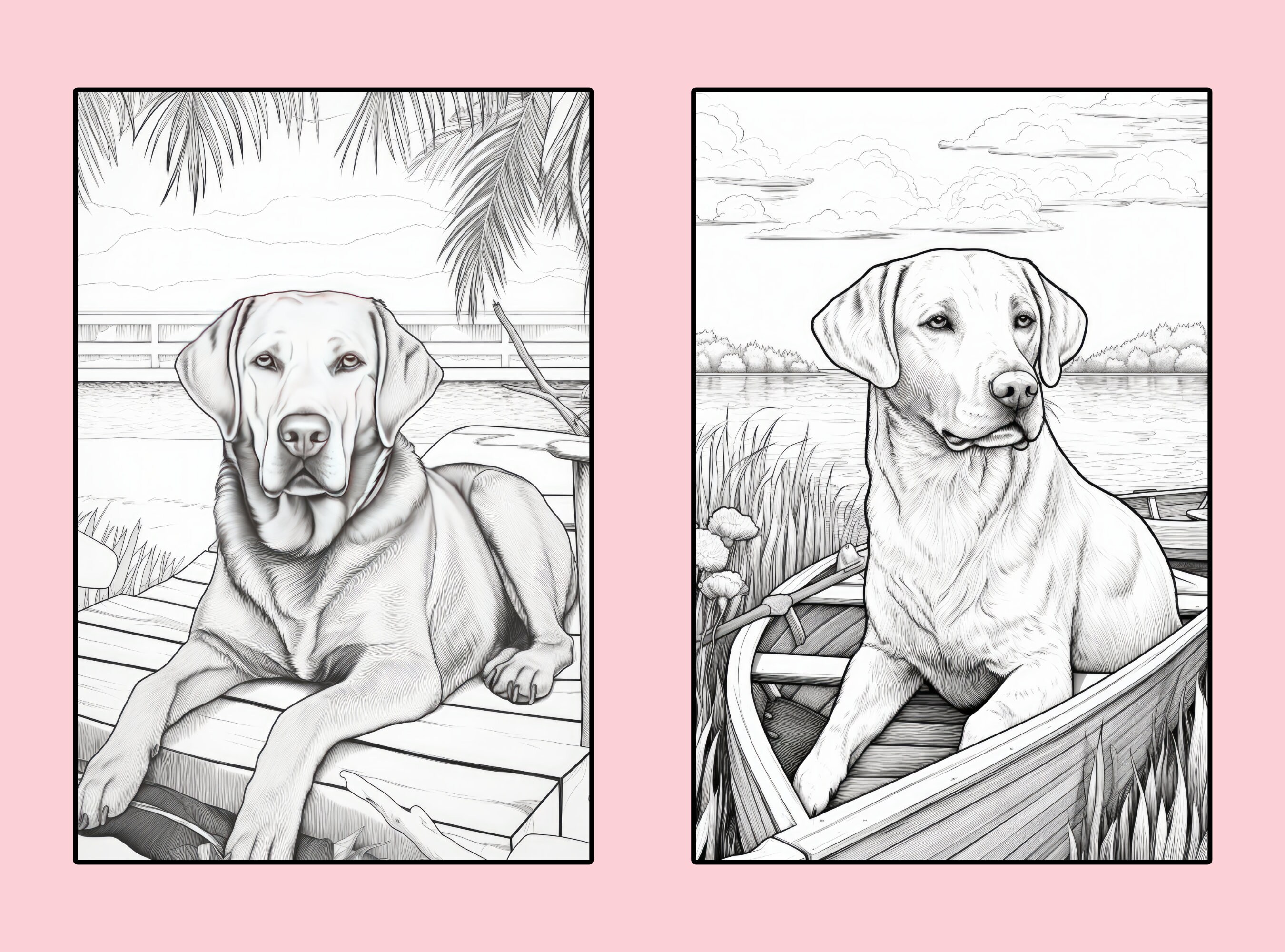 Labrador Retriever Coloring Pages: 50 Printable Dog Illustrations (PDF ...
