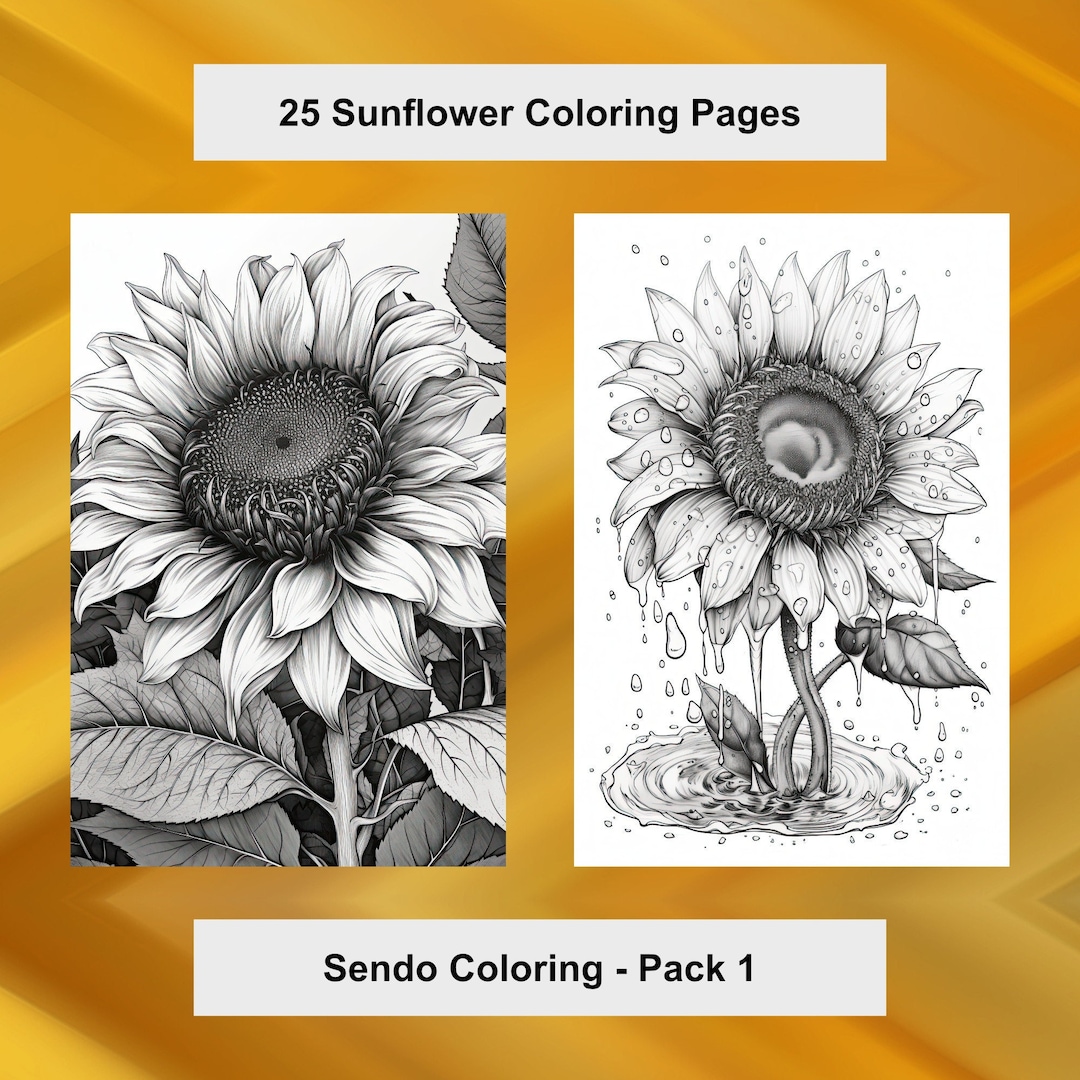 Sunflower Coloring Pages: 25 Printable Illustrations (PDF) - Etsy