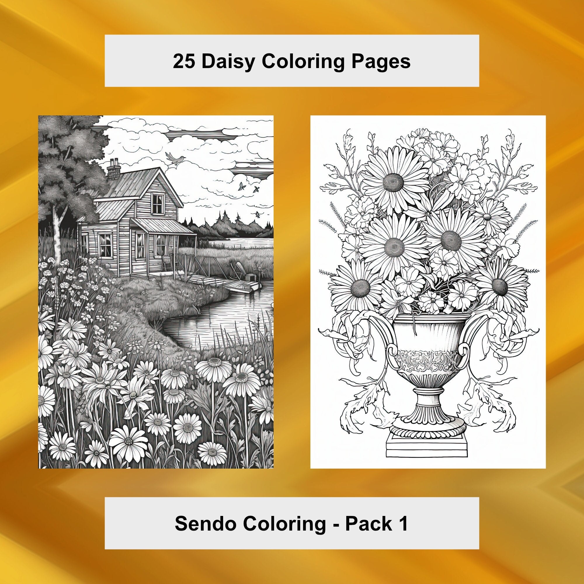 Daisy Coloring Pages, 25 Daisy Coloring Printable PDF Pages, Daisy ...