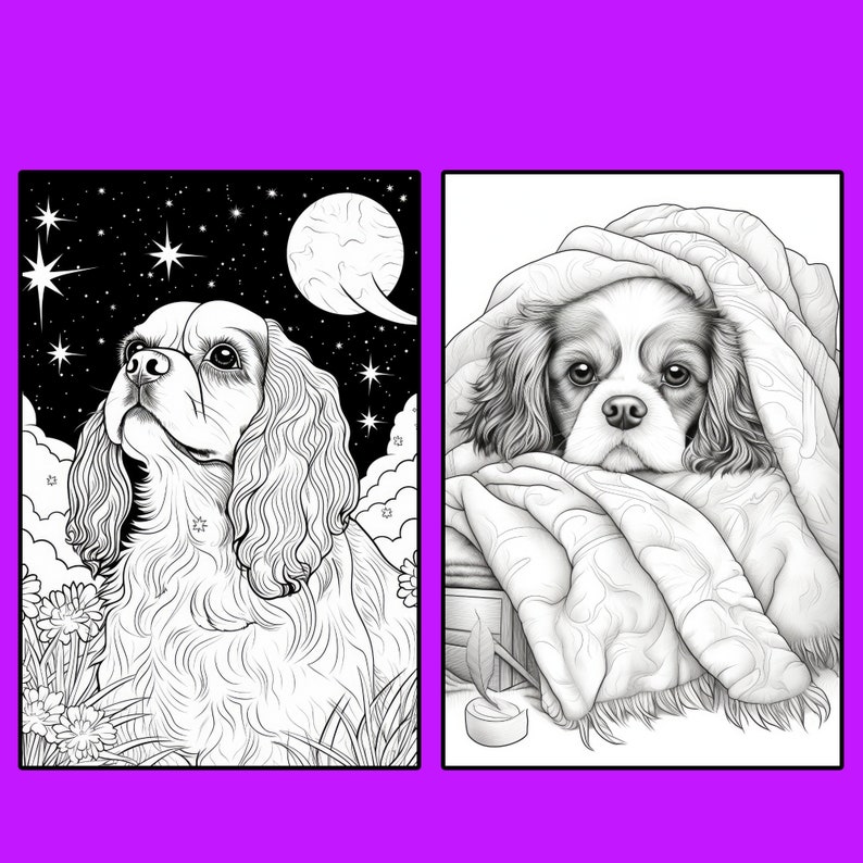 50 Cavalier King Charles Spaniel Coloring Pages: Printable Dog Art (PDF ...