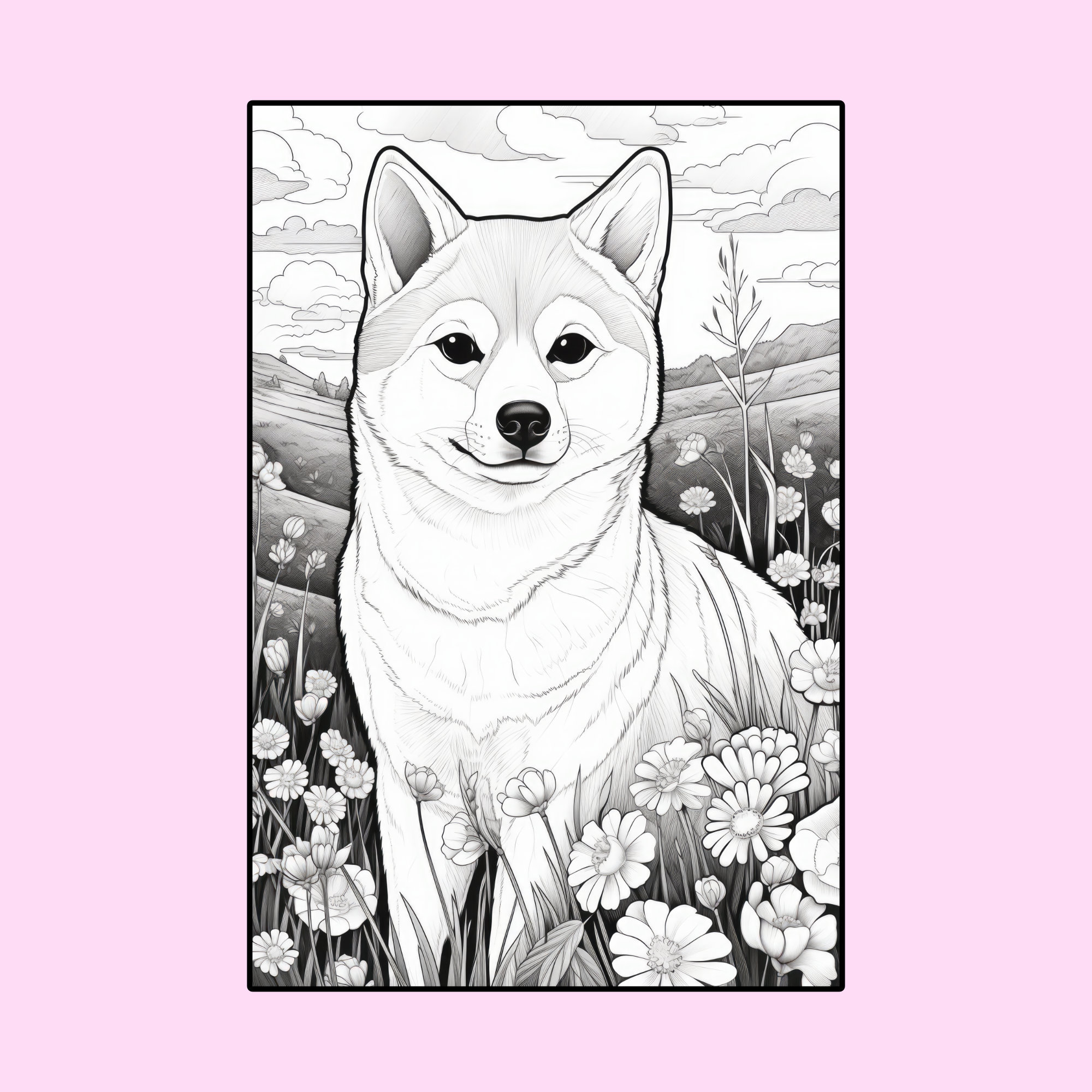 Shiba Inu Coloring Pages: 15 Printable Dog Illustrations (PDF) - Etsy