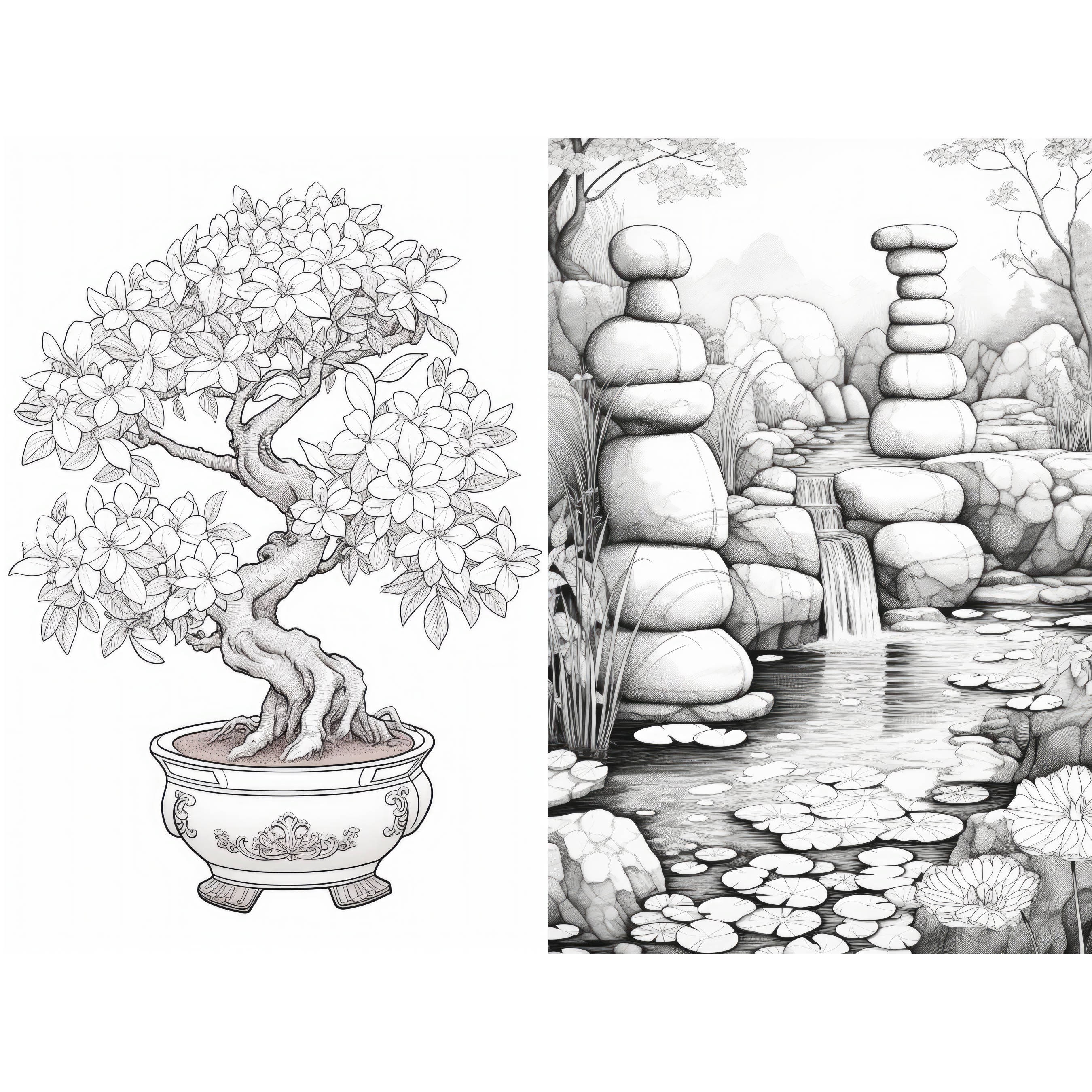 Japanese Zen Garden Coloring Pages - Etsy