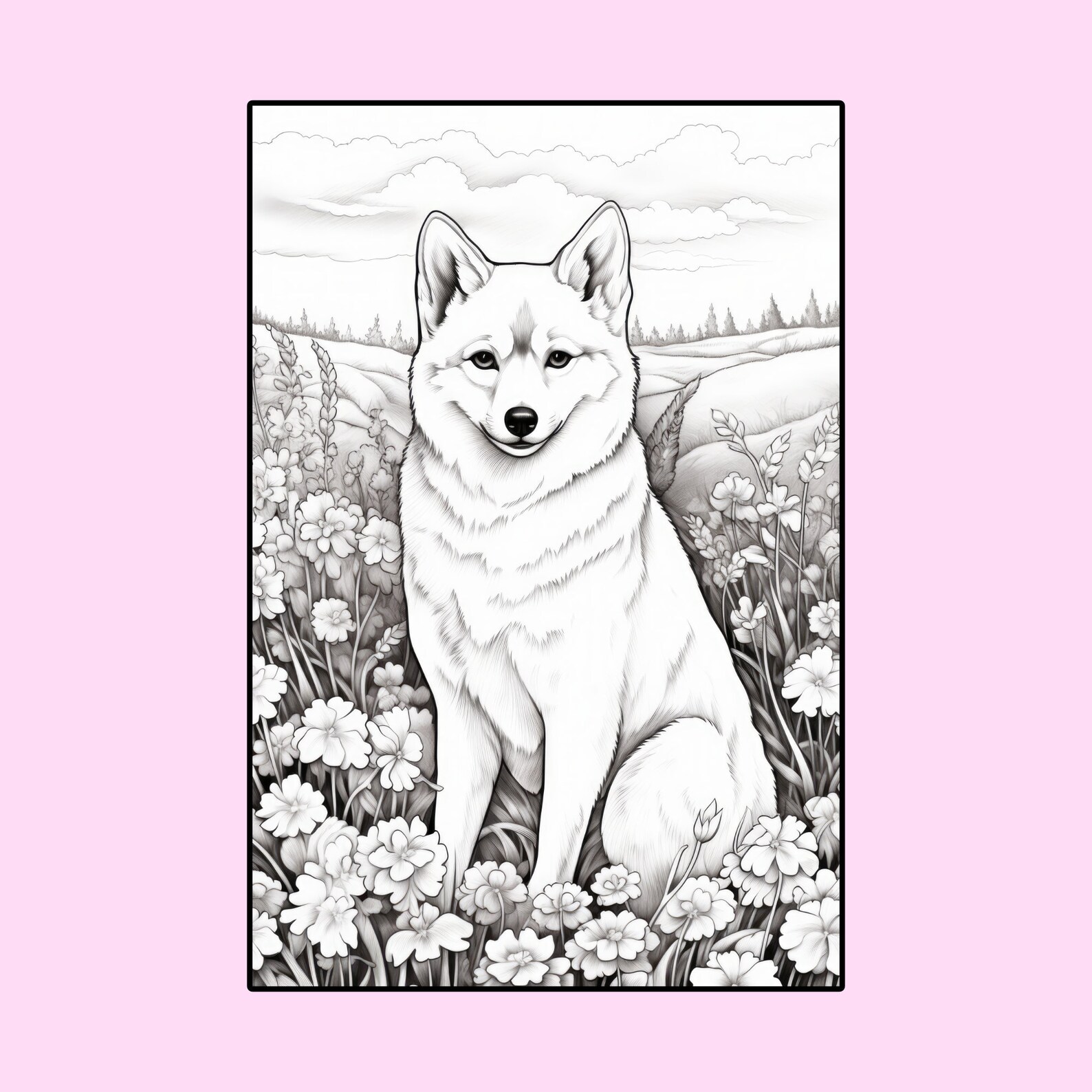 Shiba Inu Coloring Pages: 15 Printable Dog Illustrations (PDF) - Etsy