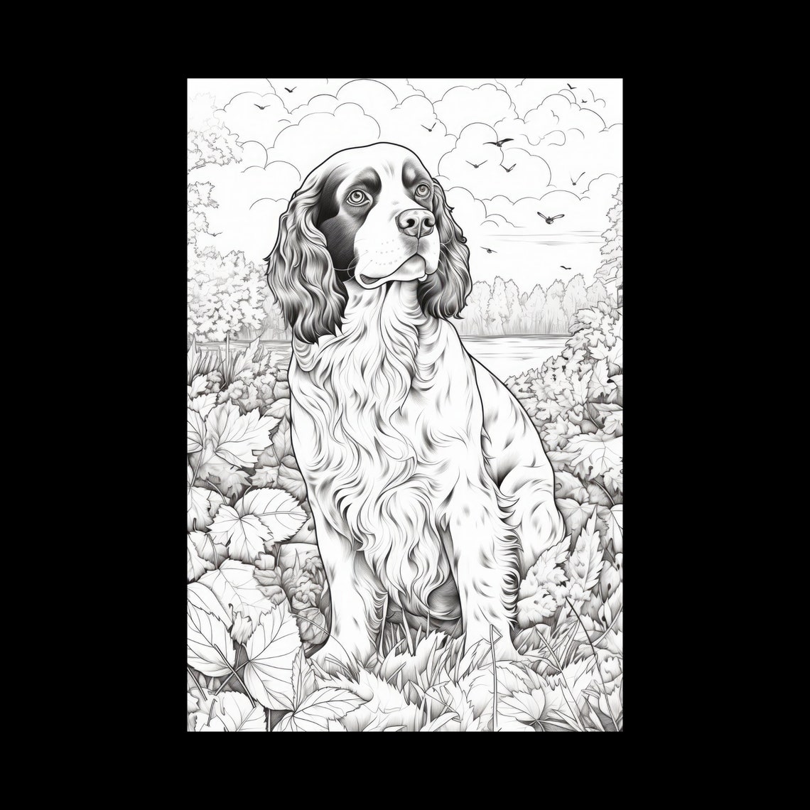 English Springer Spaniel Coloring Pages: 33 Dog Illustrations ...