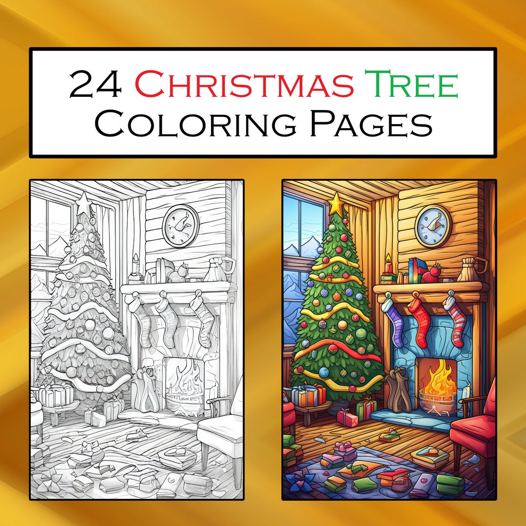 Christmas Tree Coloring Pages: 22 Festive Designs (printable PDF) - Etsy
