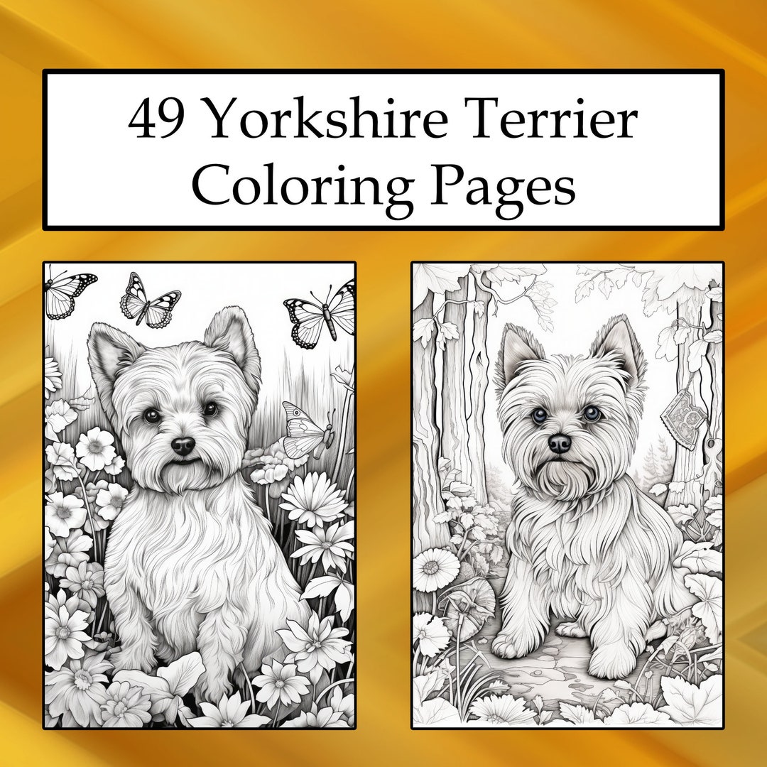 49 Yorkshire Terrier Coloring Pages: Printable Dog Art (PDF) - Etsy