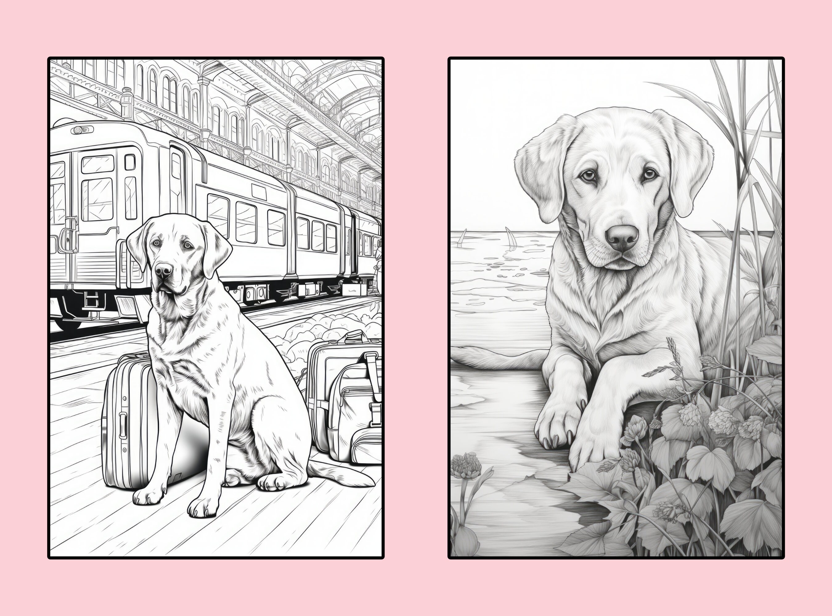 Labrador Retriever Coloring Pages: 50 Printable Dog Illustrations (PDF ...