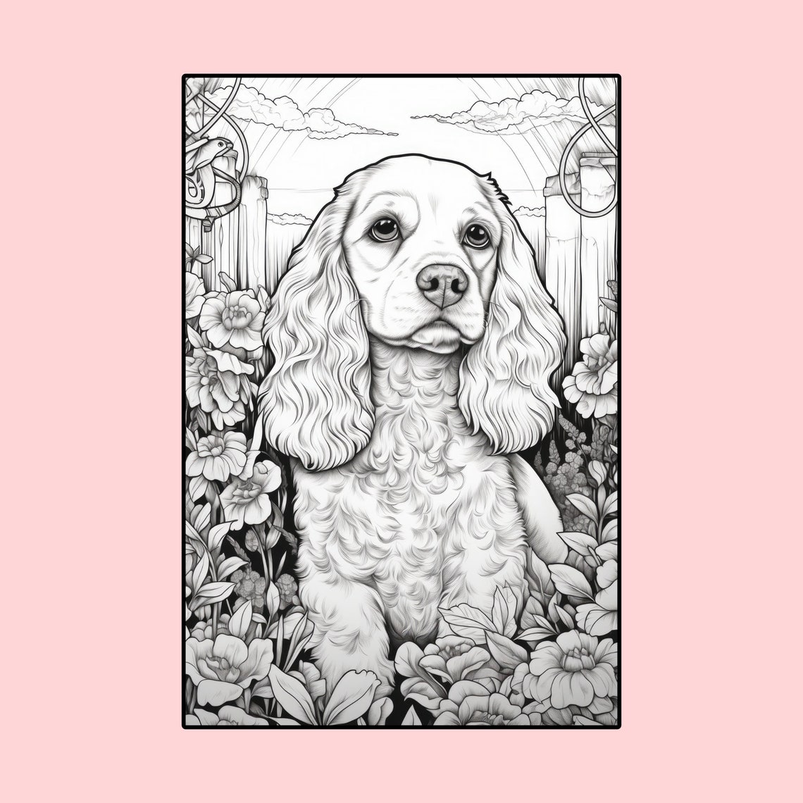 Cocker Spaniel Coloring Pages: 21 Printable Dog Illustrations (PDF) - Etsy