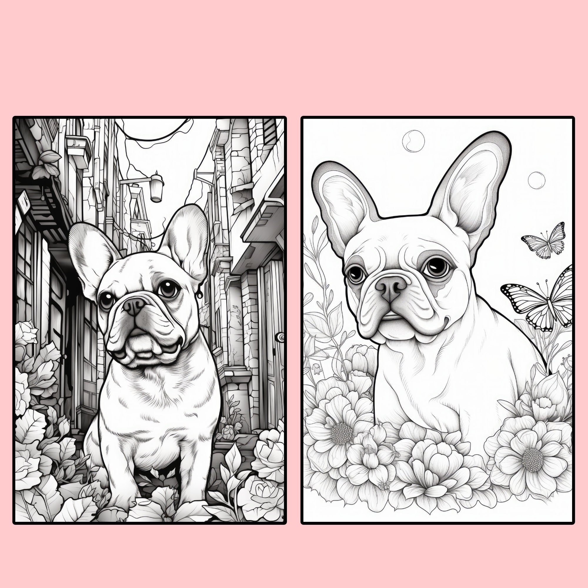 50 French Bulldog Coloring Pages: Detailed Illustrations (printable PDF ...