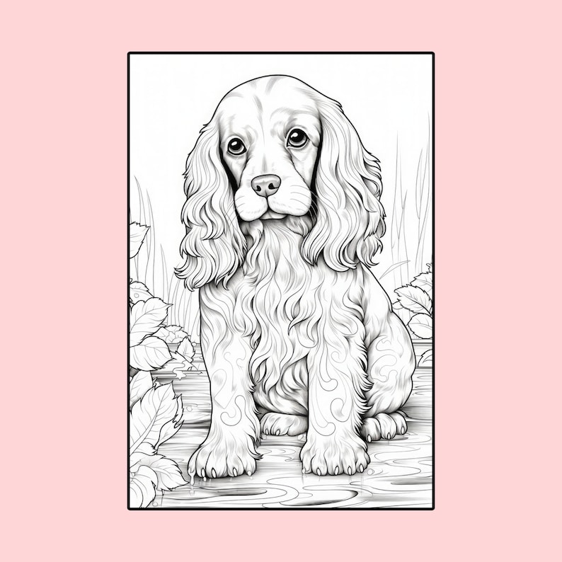 Cocker Spaniel Coloring Pages: 21 Printable Dog Illustrations (PDF) - Etsy