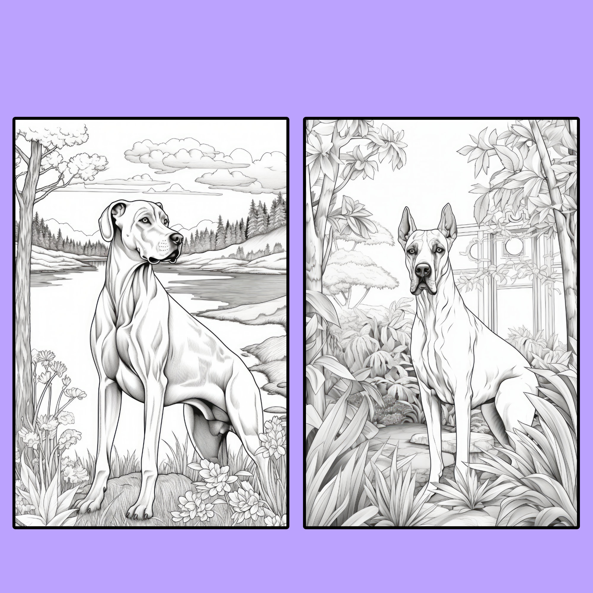 47 Great Dane Coloring Pages, Printable PDF Dog Coloring Pages, Great ...