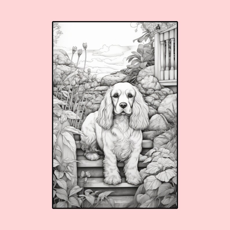 Cocker Spaniel Coloring Pages: 21 Printable Dog Illustrations (PDF) - Etsy