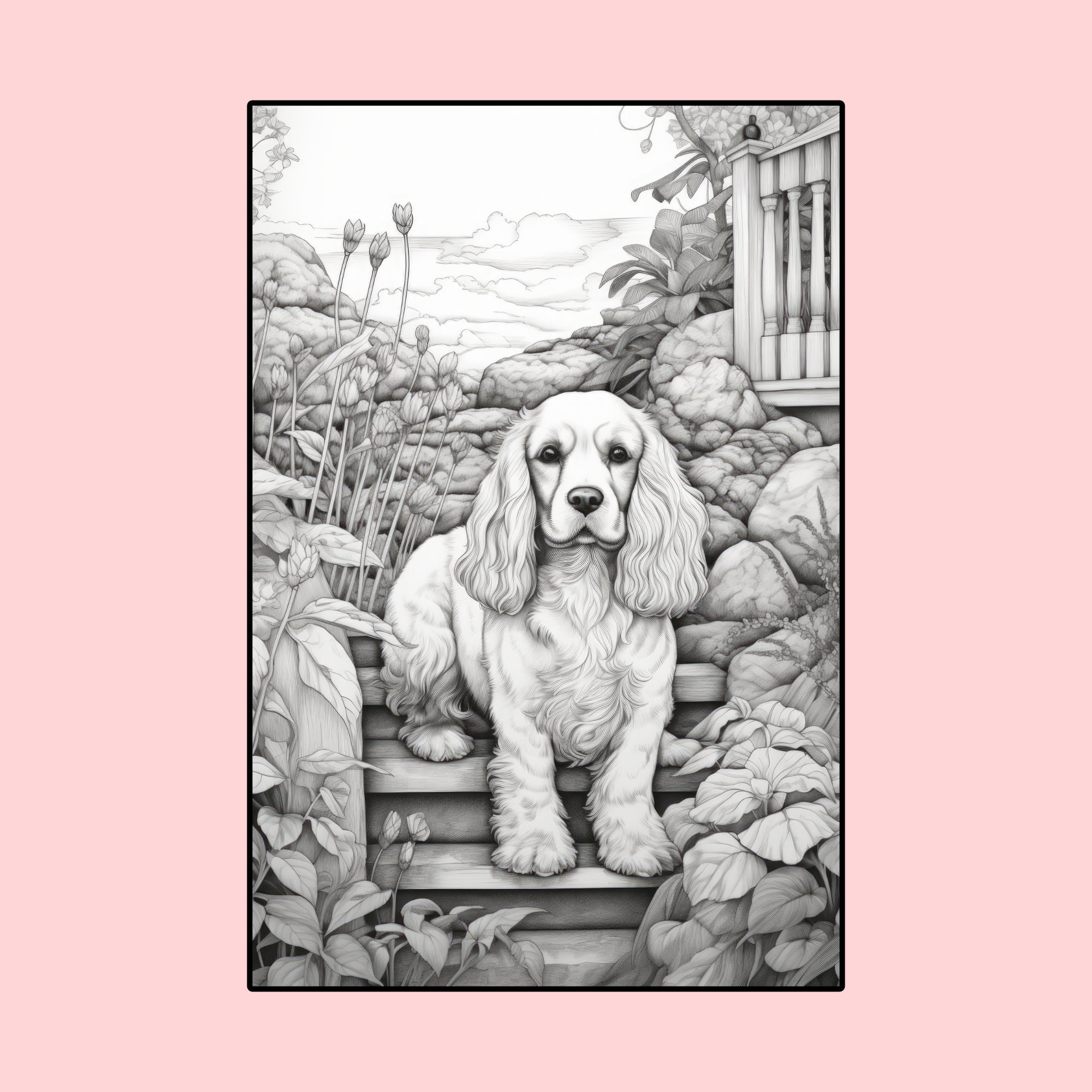 Cocker Spaniel Coloring Pages: 21 Printable Dog Illustrations (PDF) - Etsy