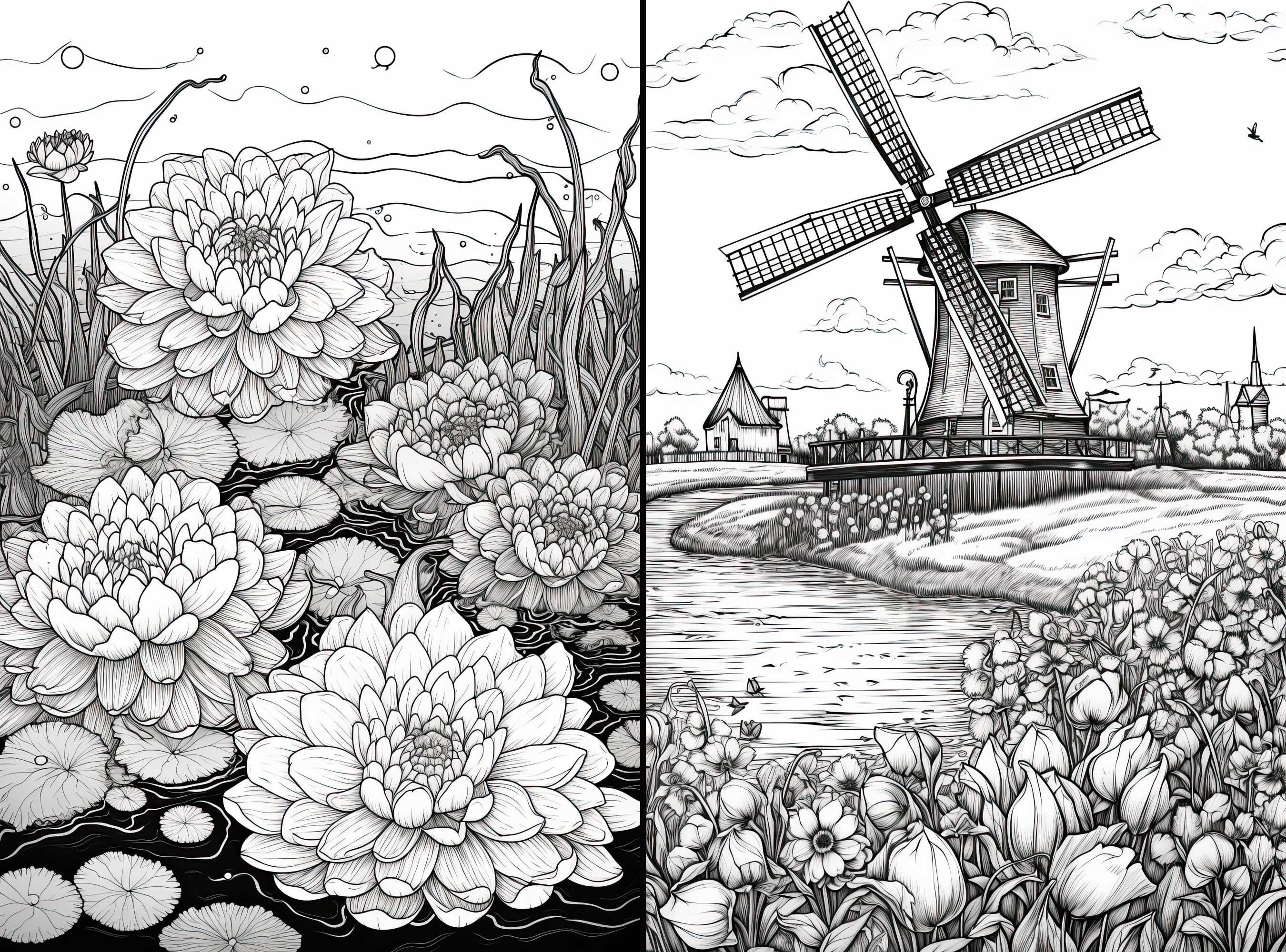 500 Flower Coloring Pages, Flower Coloring Printable PDF Pages, Sendo ...