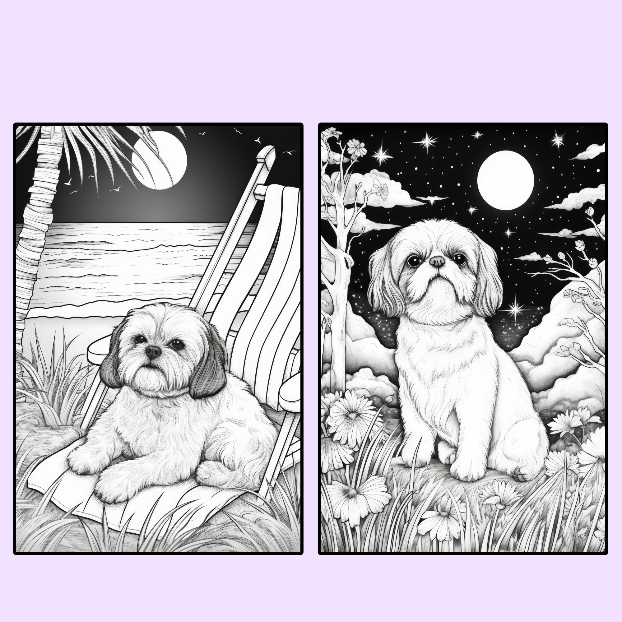 50 Shih Tzu Coloring Pages: Printable Dog Art (PDF Download) - Etsy