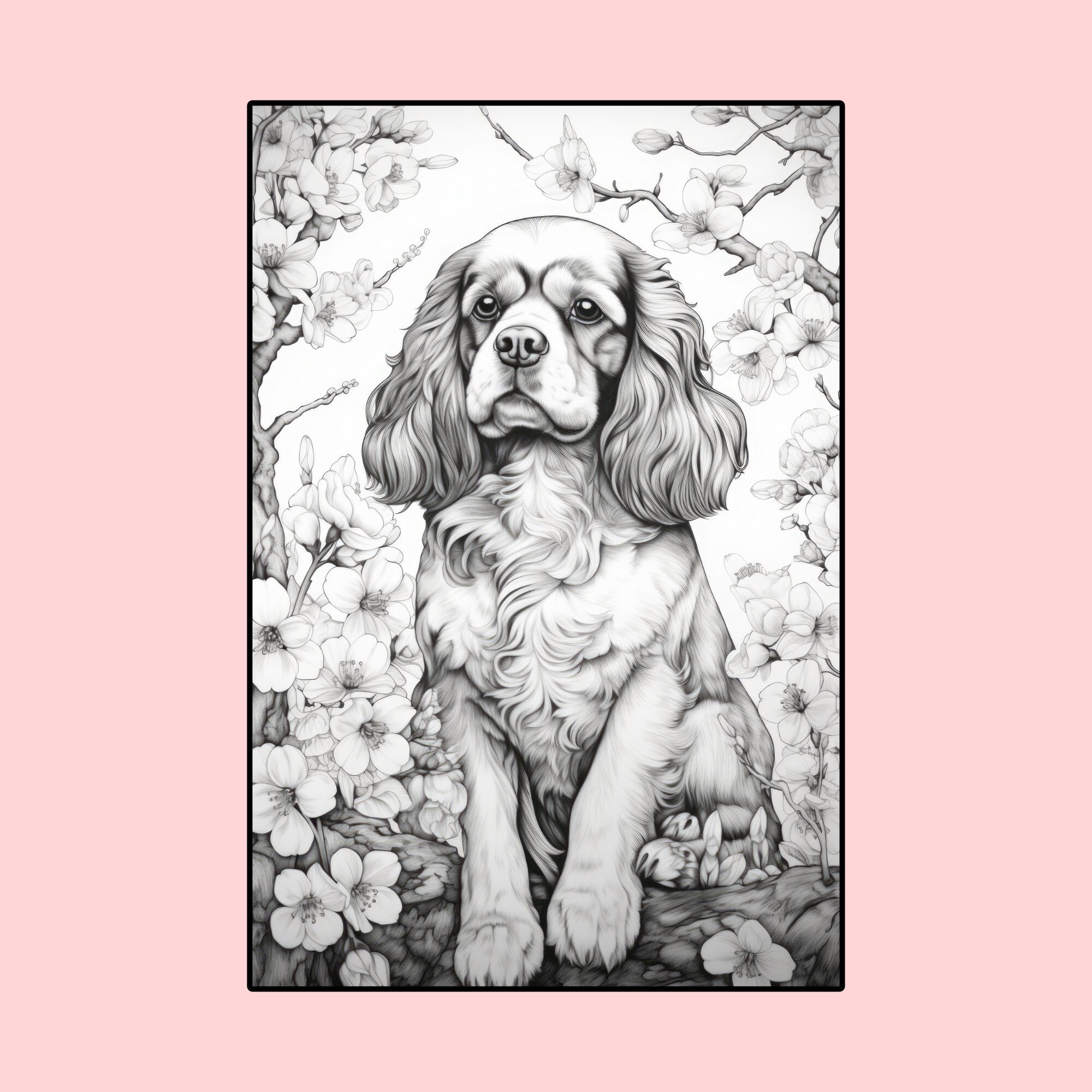 Cocker Spaniel Coloring Pages: 21 Printable Dog Illustrations (PDF) - Etsy