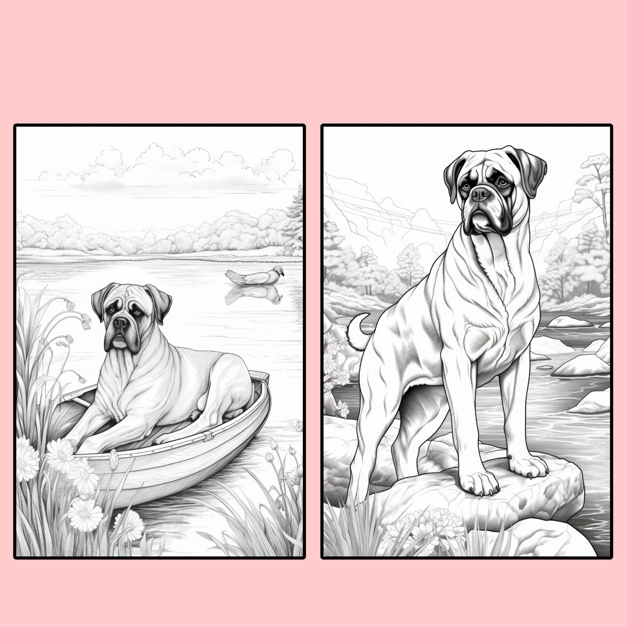 50 Boxer Coloring Pages, Printable PDF Dog Coloring Pages, Boxer ...