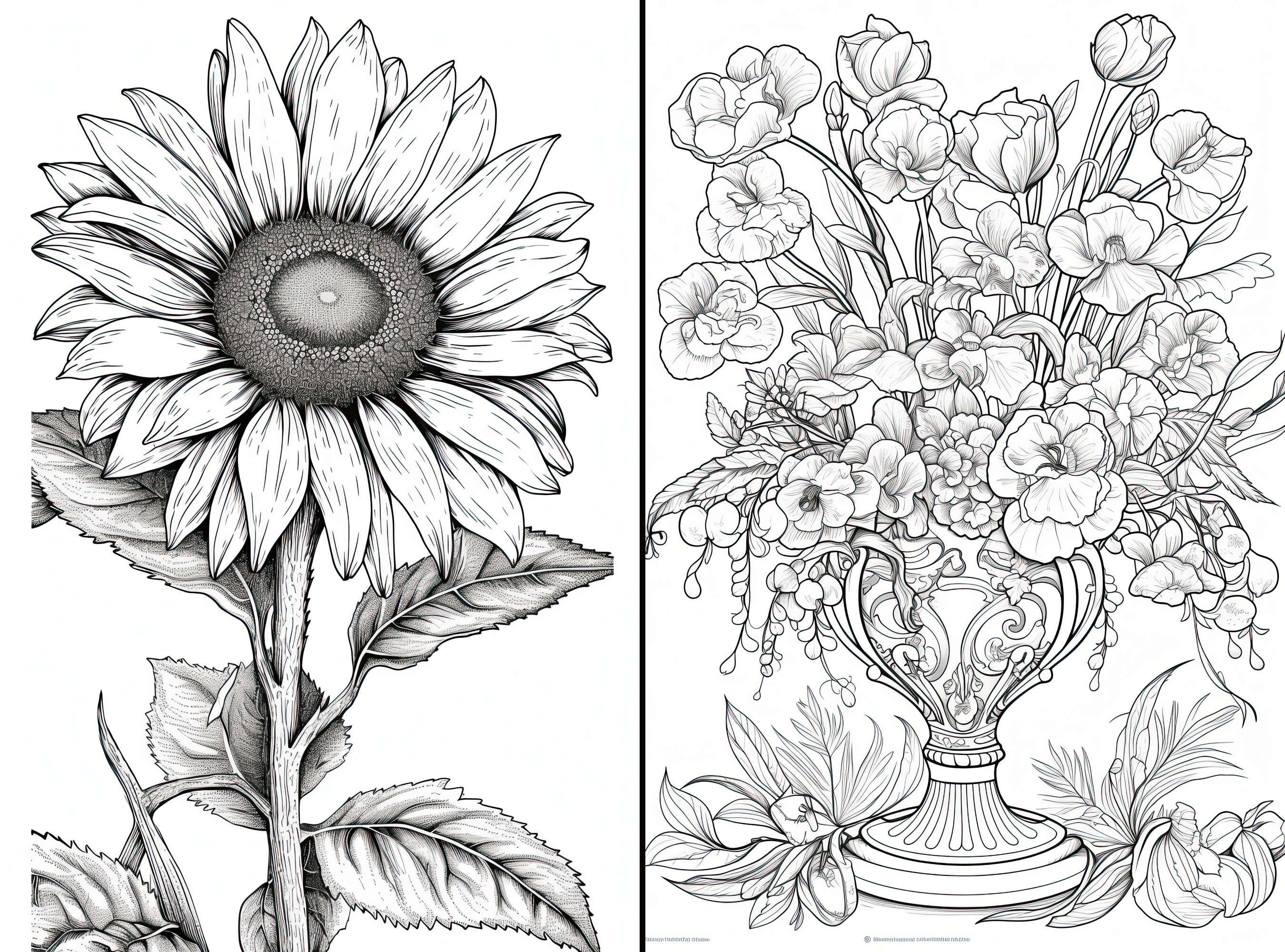 500 Flower Coloring Pages: Complete Collection (PDF Prints) - Etsy