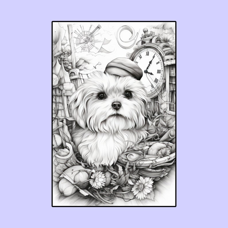 Maltese Dog Coloring Pages: 15 Printable Illustrations (PDF) - Etsy ...