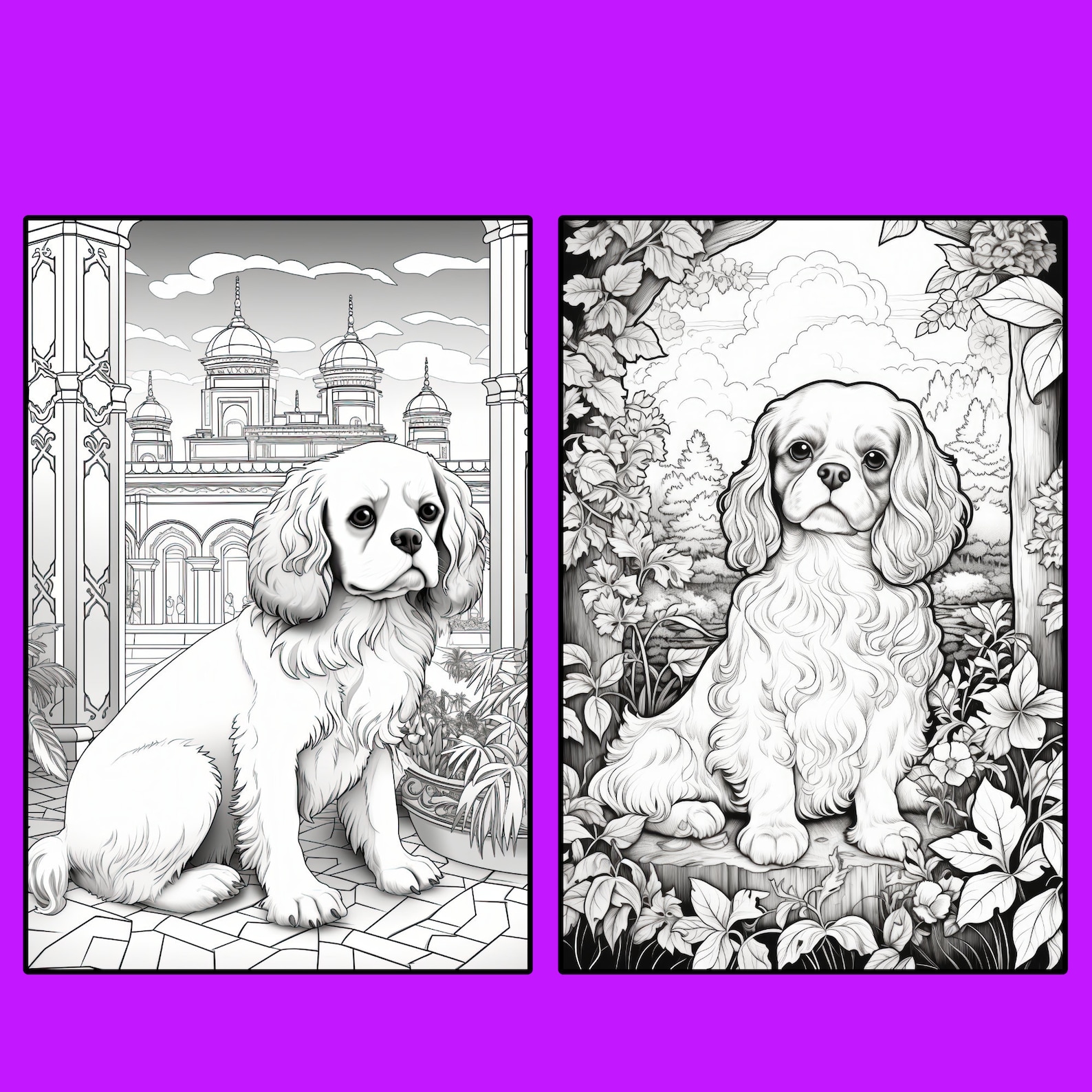 50 Cavalier King Charles Spaniel Coloring Pages: Printable Dog Art (PDF ...