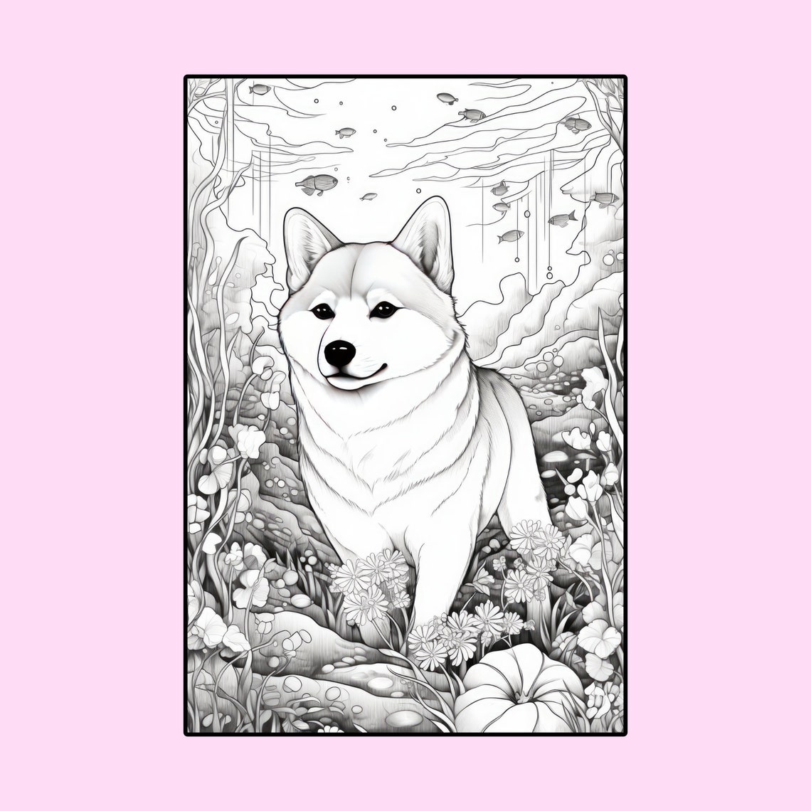 Shiba Inu Coloring Pages: 15 Printable Dog Illustrations (PDF) - Etsy
