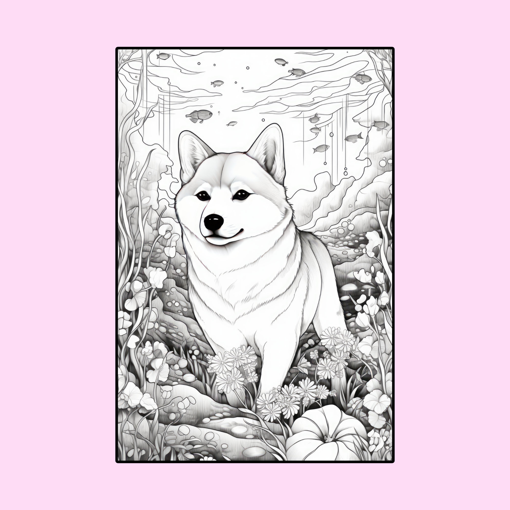 Shiba Inu Coloring Pages: 15 Printable Dog Illustrations (PDF) - Etsy