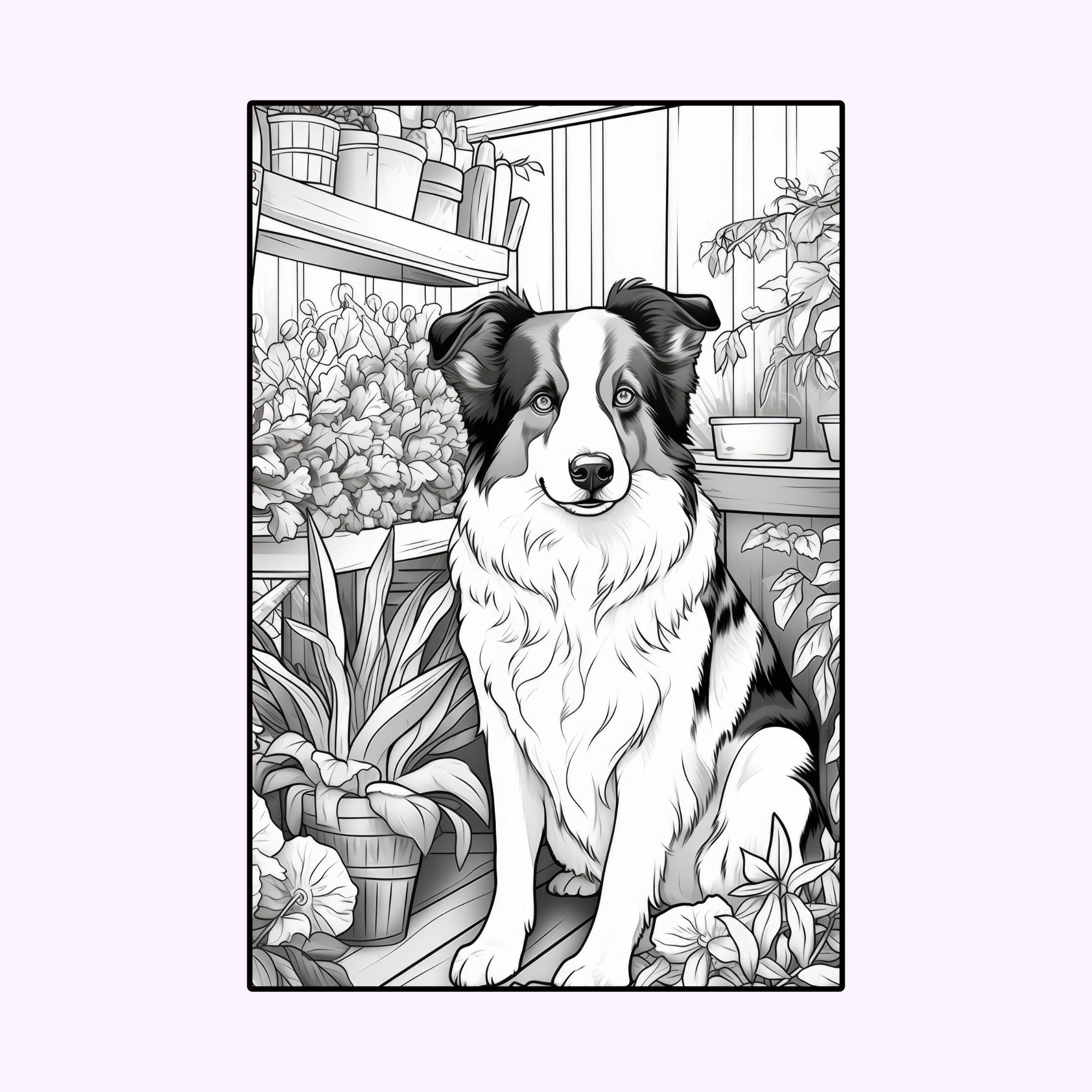Border Collie Coloring Pages: 15 Dog Illustrations (printable PDF) - Etsy