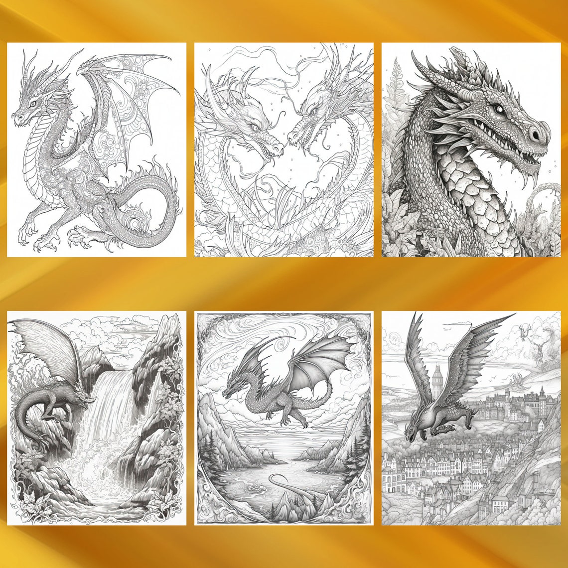 125 Dragon Coloring Pages: Sendo Full Collection (PDF Print) - Etsy