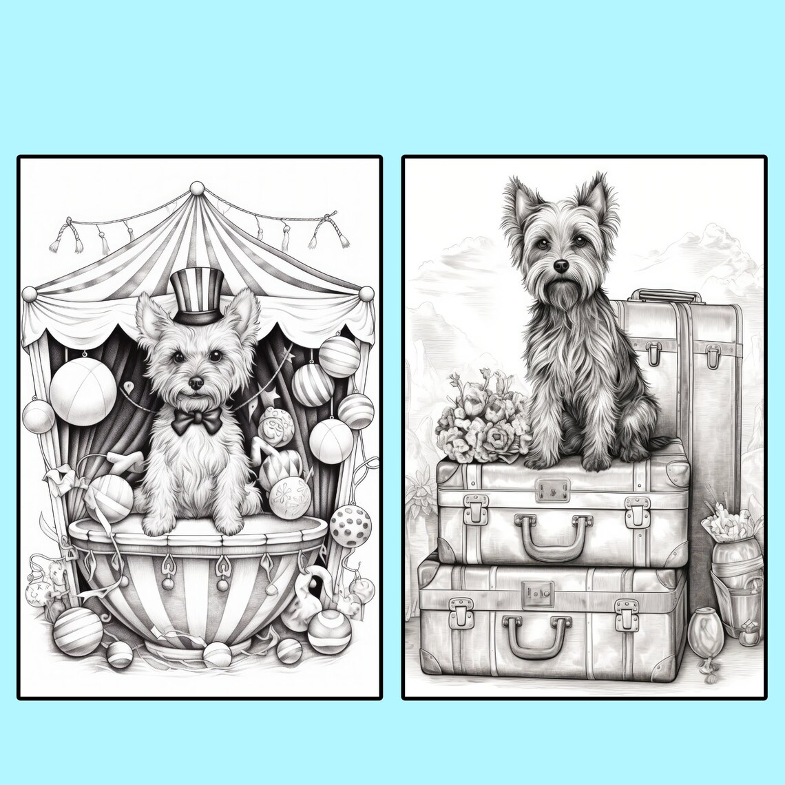 49 Yorkshire Terrier Coloring Pages: Printable Dog Art (PDF) - Etsy