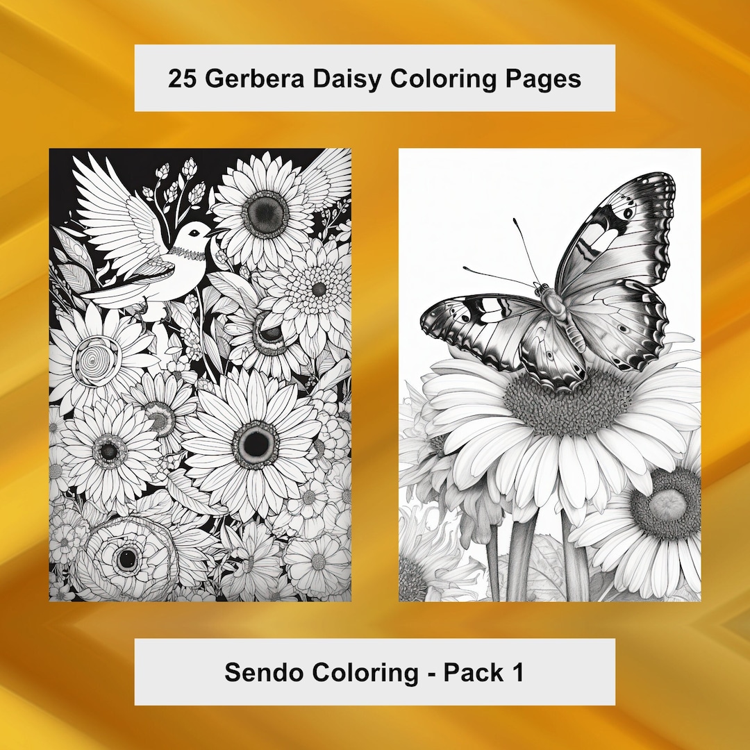 Gerbera Daisy Flower Coloring Pages, 25 Rose Coloring Printable PDF Pages, Sendo Coloring ...