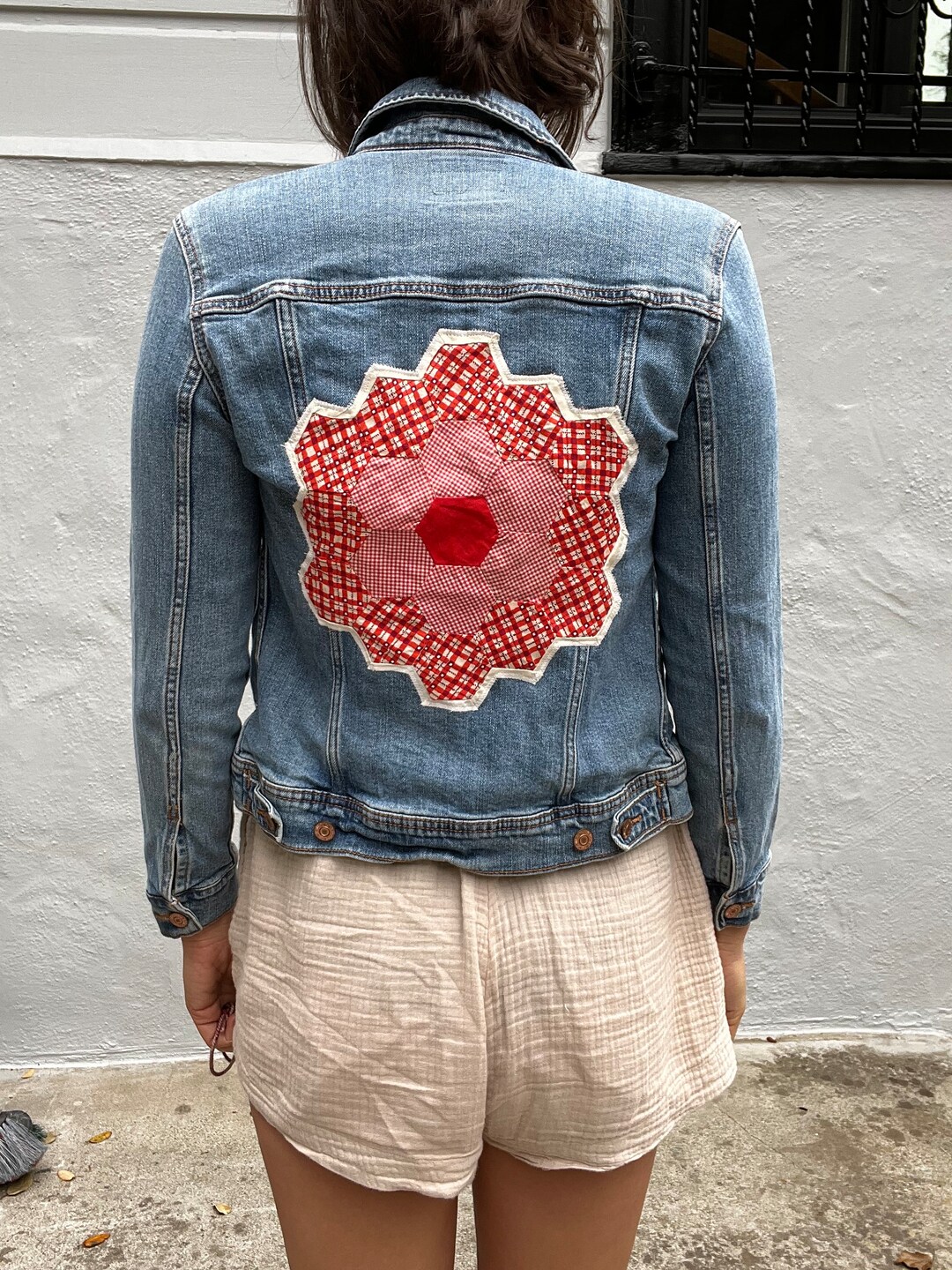Grandmothers Garden Appliqué Jean Jacket Small - Etsy