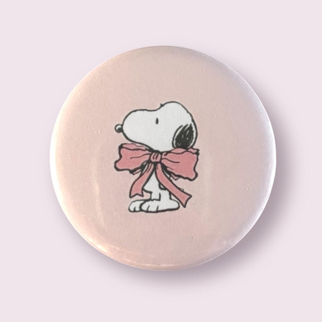 Pink Bow Snoopy Badge - Etsy