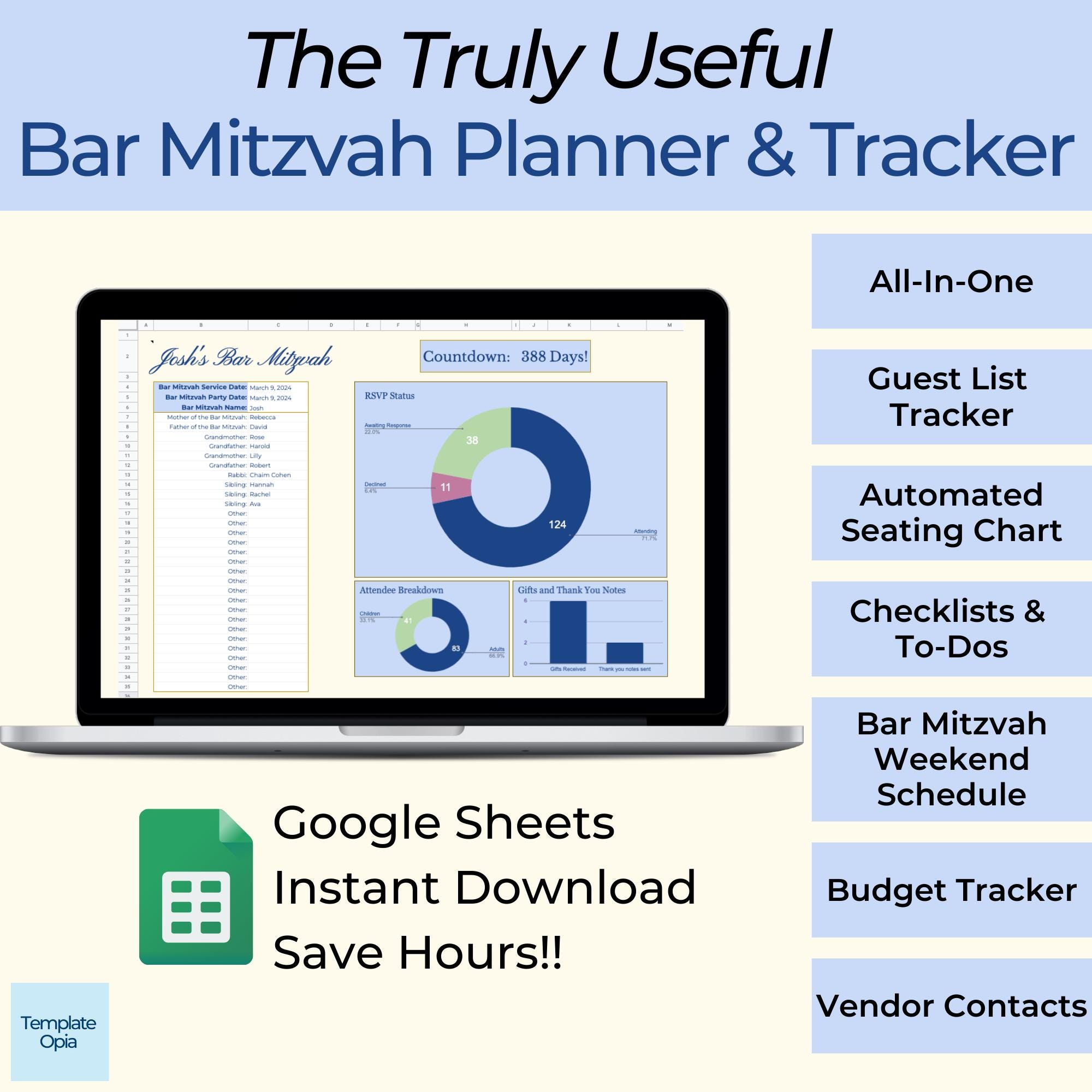 Truly Useful Bar Mitzvah Planner Spreadsheet | Guest List and Seating ...