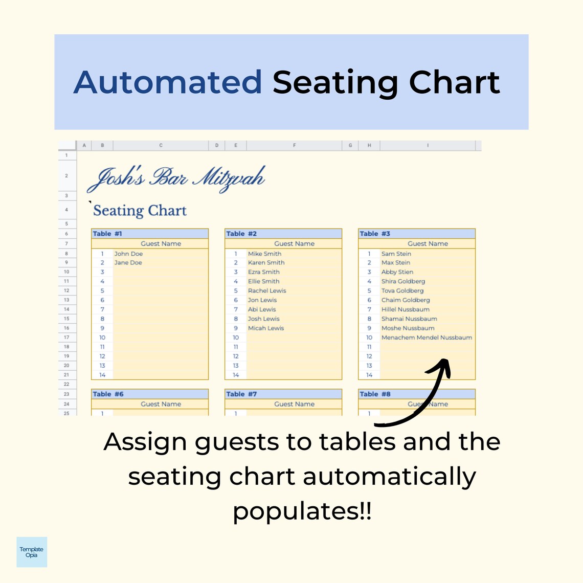 Truly Useful Bar Mitzvah Planner Spreadsheet | Guest List and Seating ...