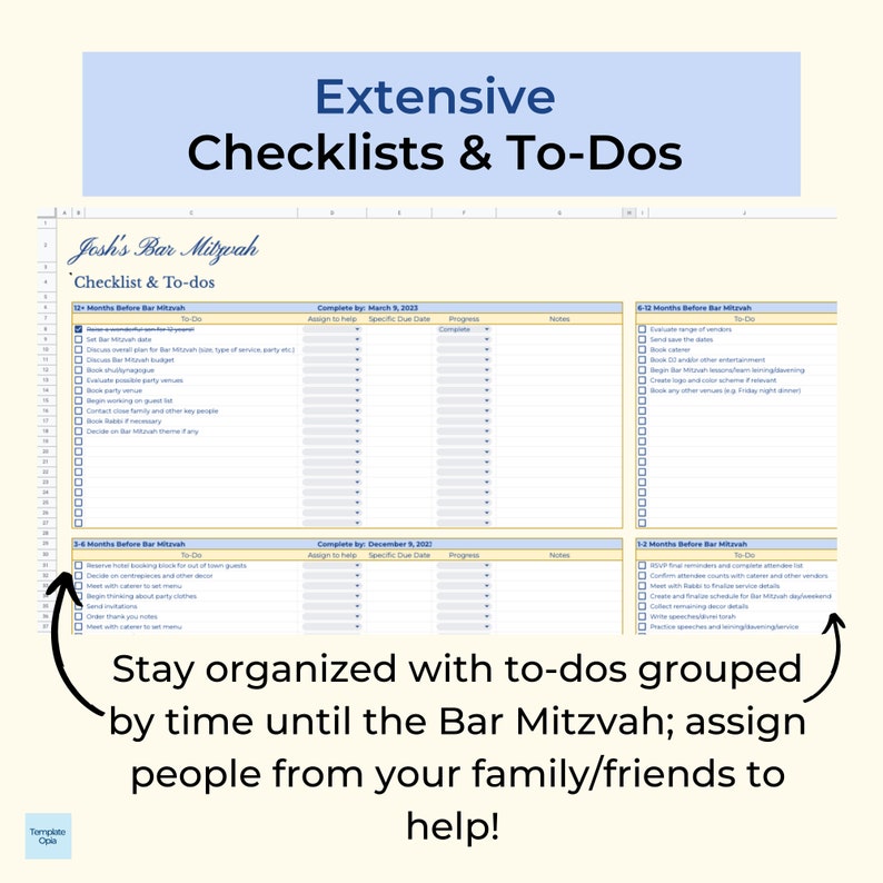 Truly Useful Bar Mitzvah Planner Spreadsheet | Guest List and Seating ...